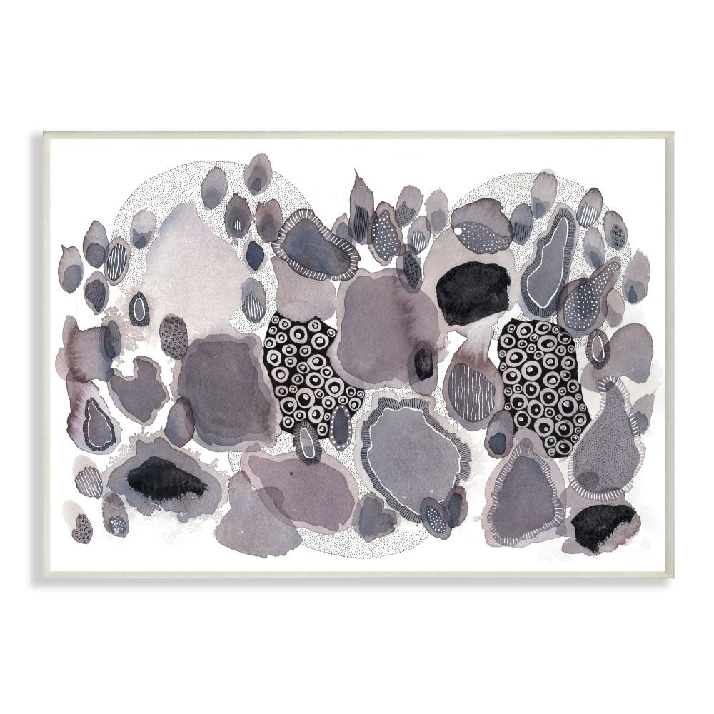 Stupell Industries Abstract Grey Black Watercolor Drip Circular Design ...
