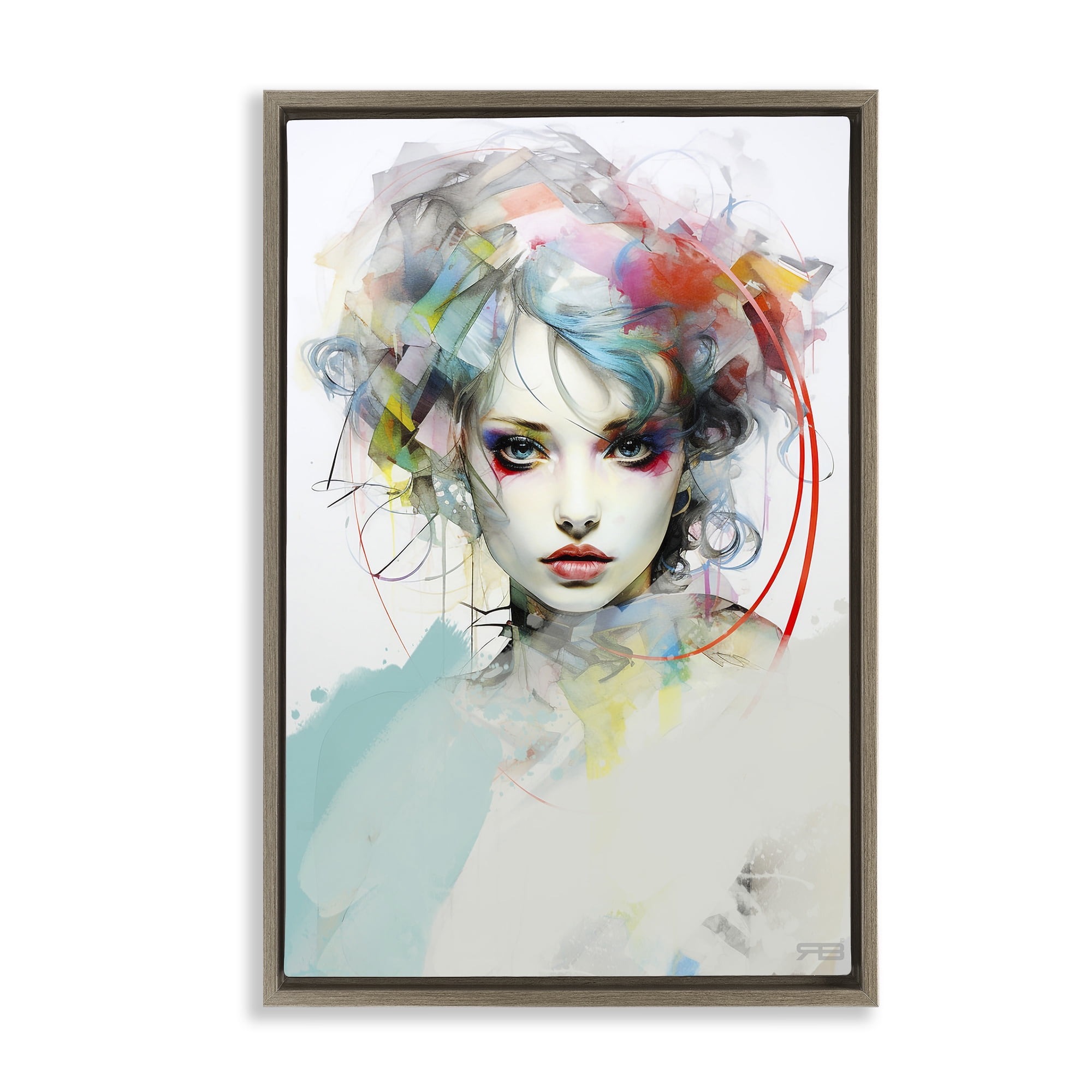 Stupell Industries Abstract Hair Visage Novelty Painting Brown Floater ...