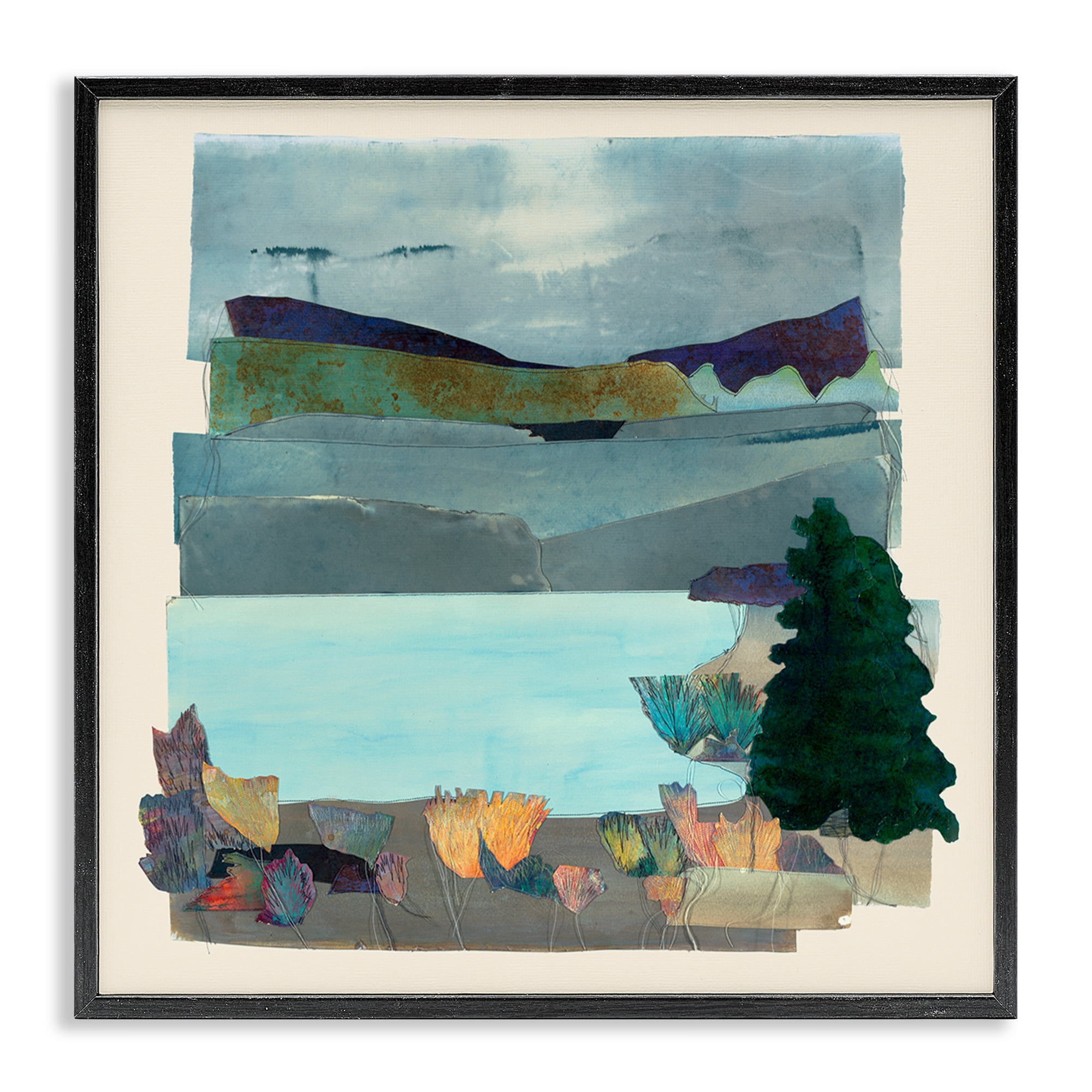 Stupell Industries Abstract Lake View Scene Abstract Painting Black ...