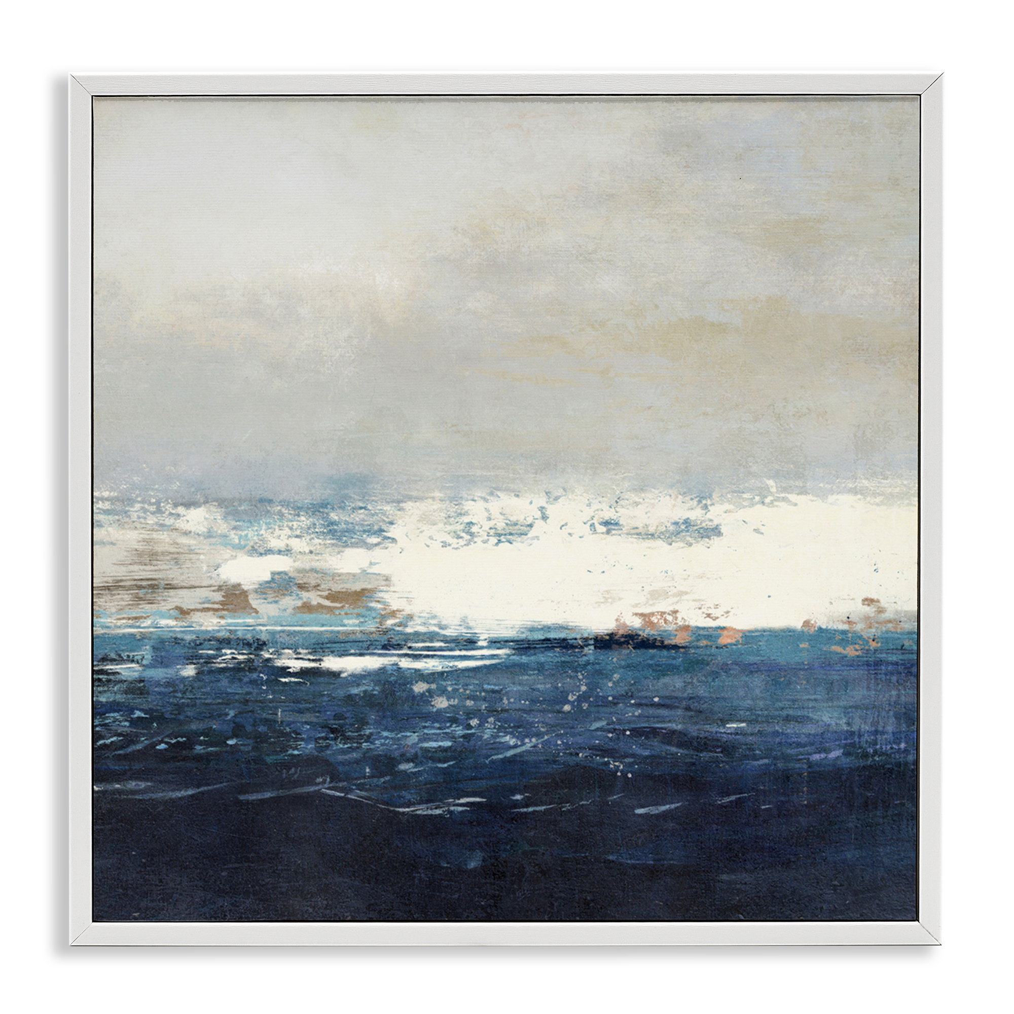Stupell Industries Abstract Ocean Tide Abstract Painting White Framed ...