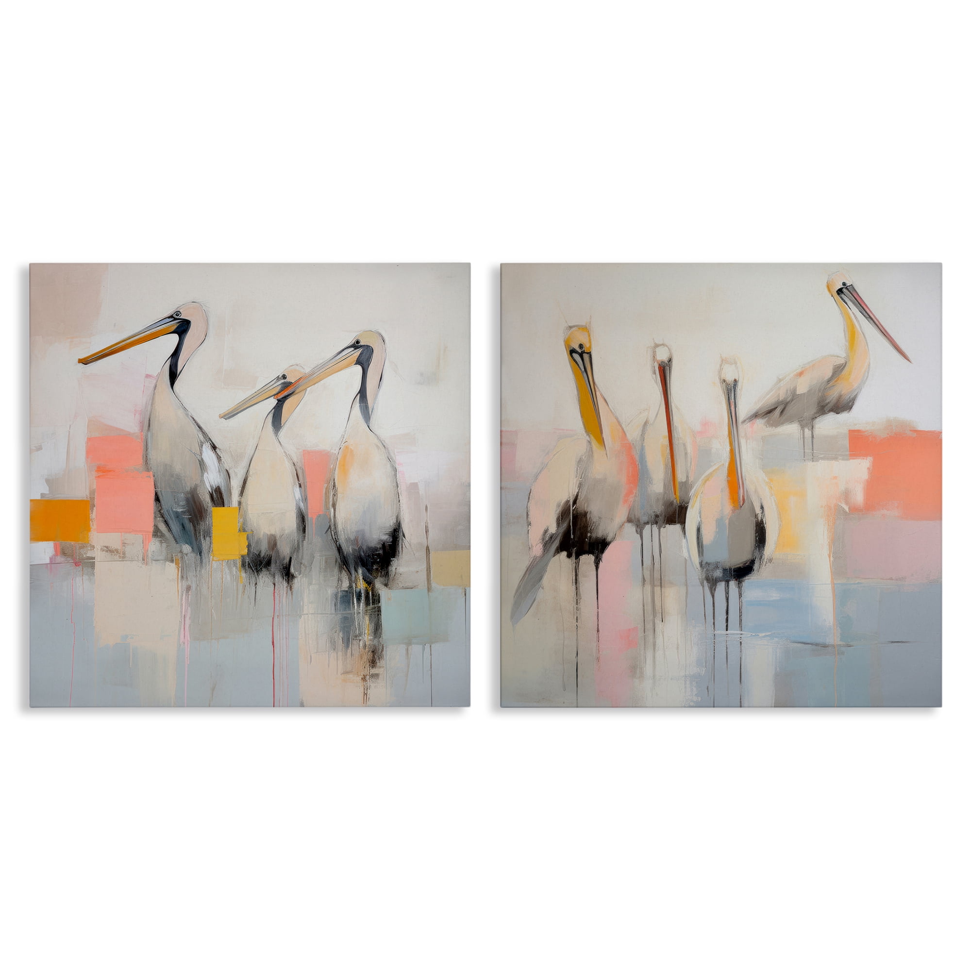 Stupell Industries Abstract Pelican Bird Animals Painting Wrapped ...