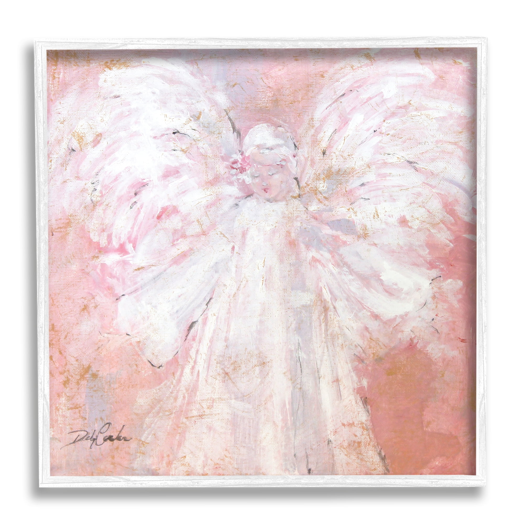 Stupell Industries Abstract Pink Angel Figure Spread Wings Traditional ...