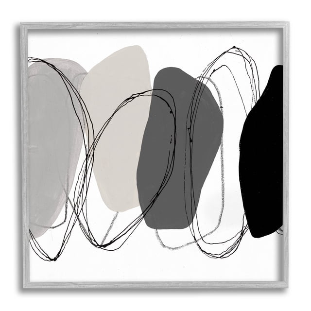 Stupell Industries Abstract Round Forms Outlines Graphic Art Gray ...