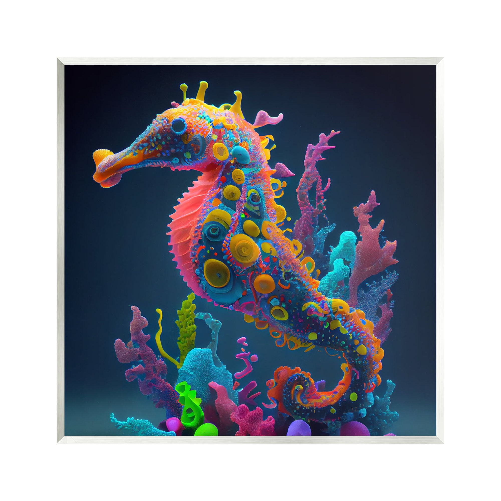 Stupell Industries Abstract Seahorse Vivid Hues Coastal Painting ...