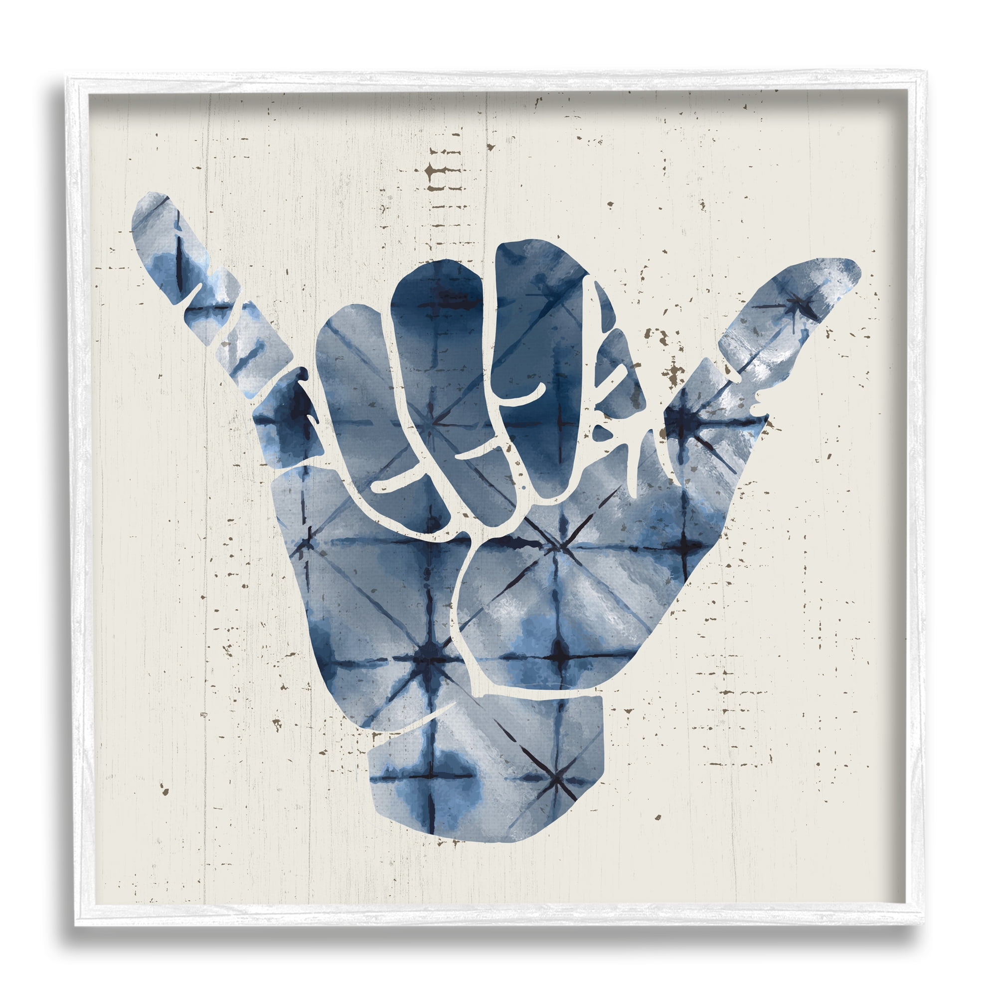 Free Shipping! Stupell Abstract Shaka Hand Blue Geometric Wall Art ...