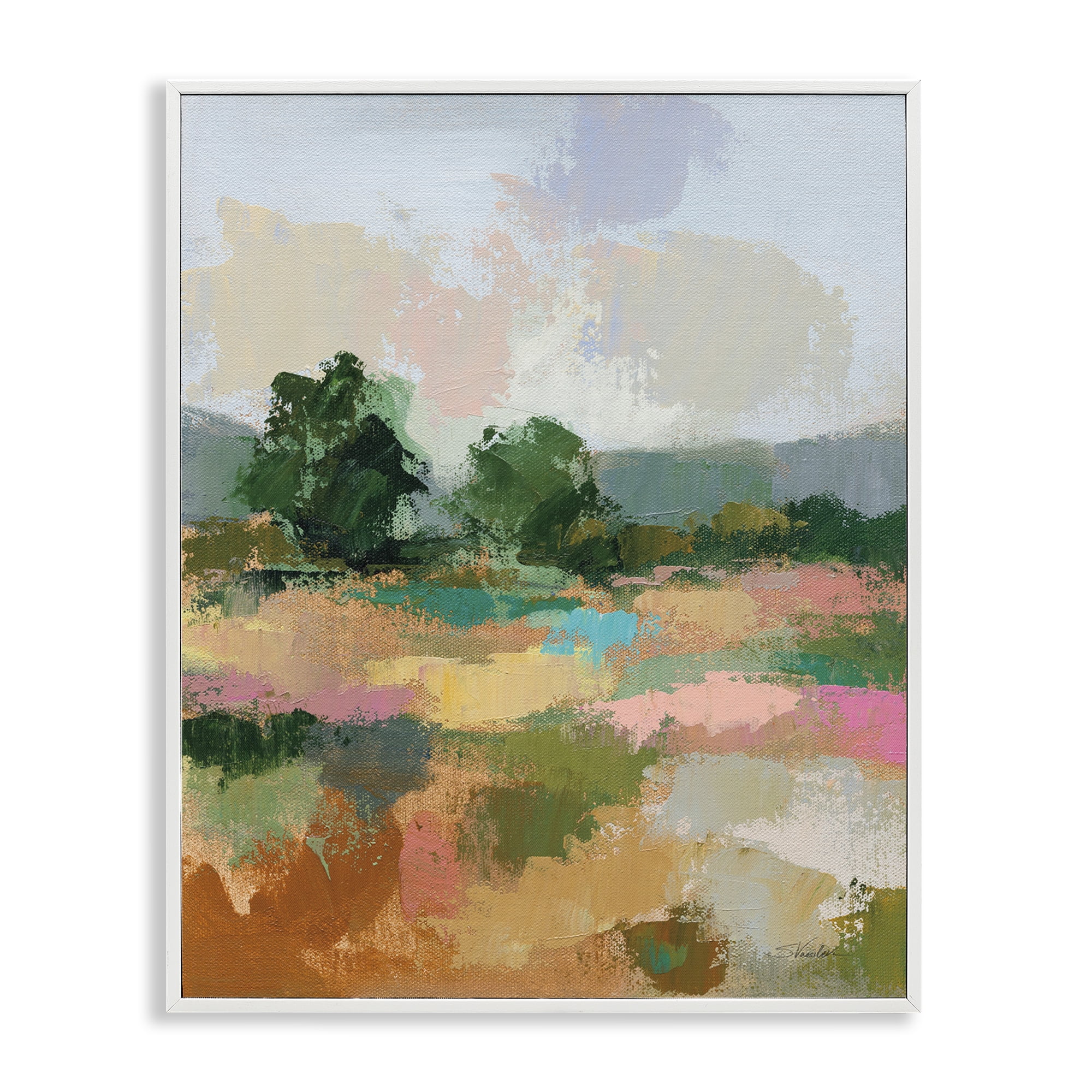 Stupell Industries Abstract Spring Landscape Landscape Painting White ...