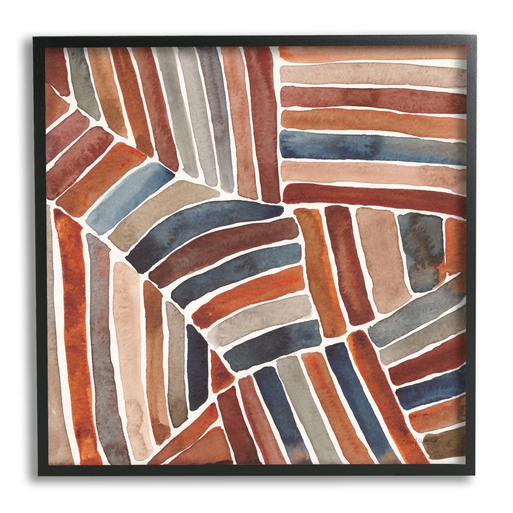 Stupell Industries Abstract Terracotta Stripes Abstract Painting Black ...