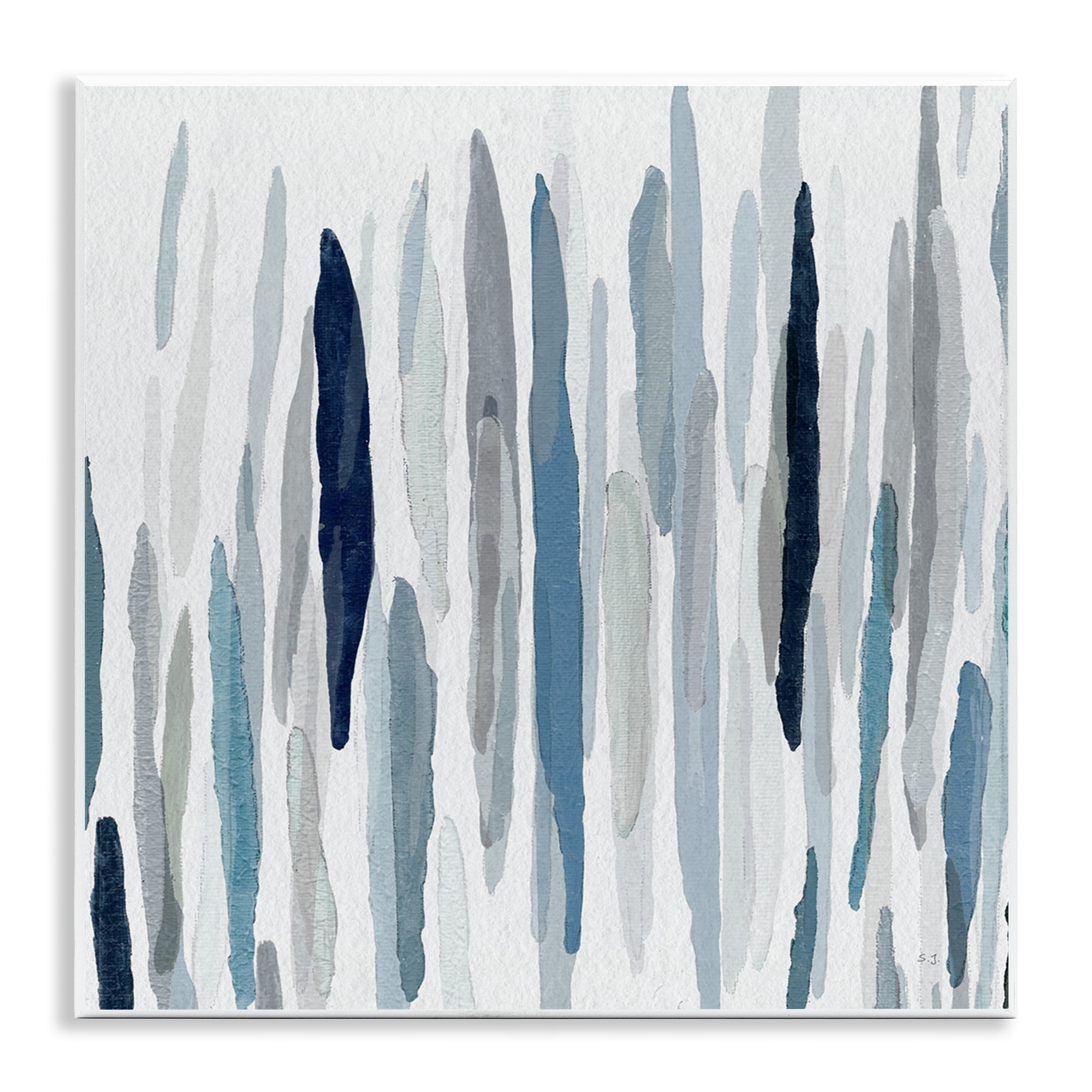 Stupell Industries Abstract Thick Brush Blue Grey Paint Drip Wall Art ...