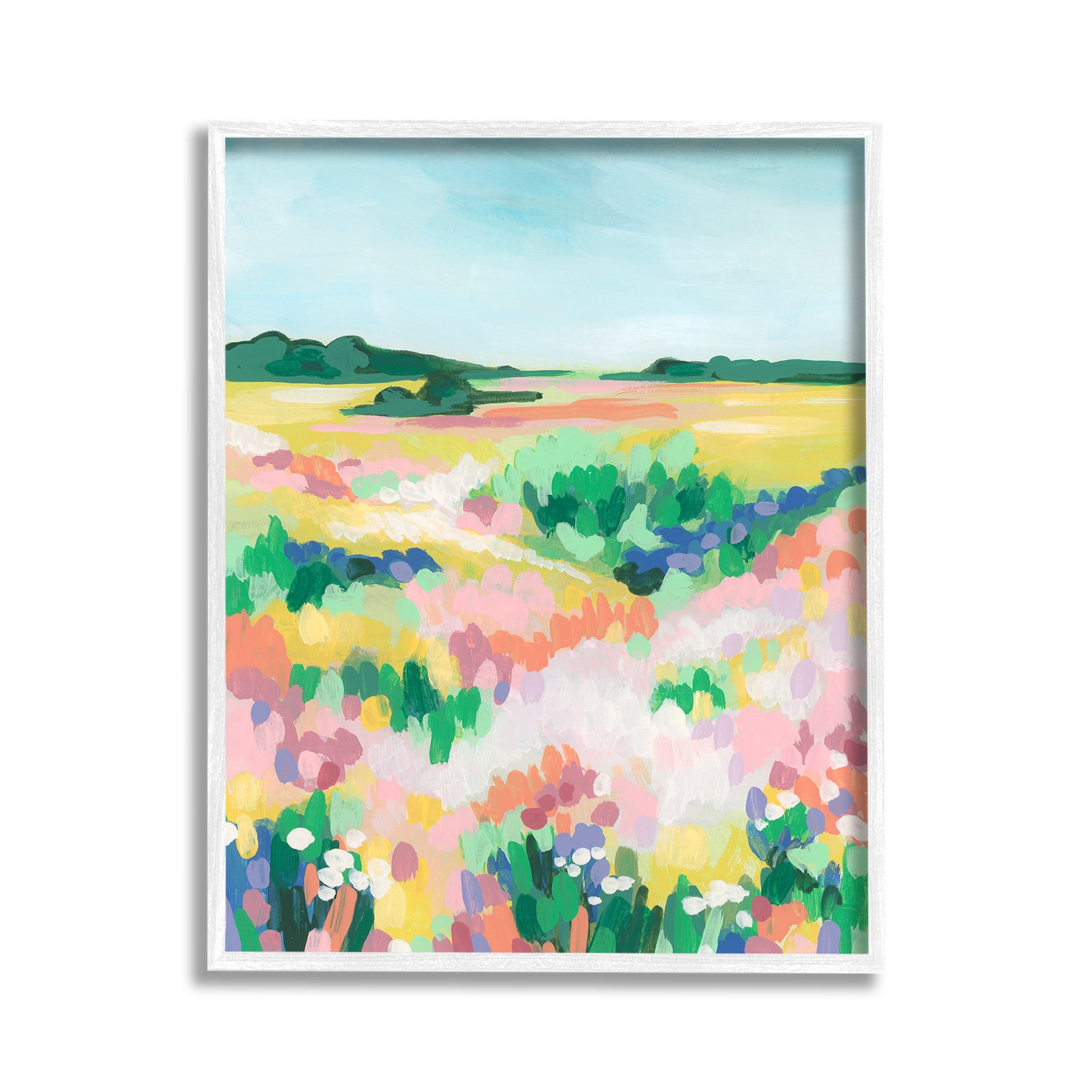 Stupell Industries Abstract Vivid Meadow Landscape Painting White ...