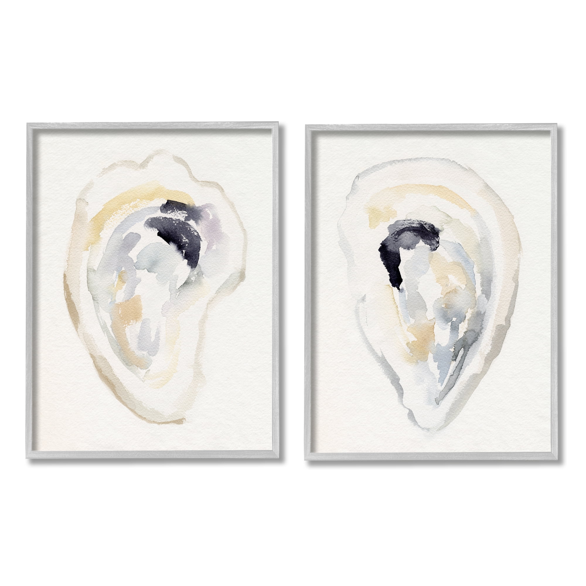 Stupell Industries Abstract Watercolor Detail Oyster Clam Shell Framed ...