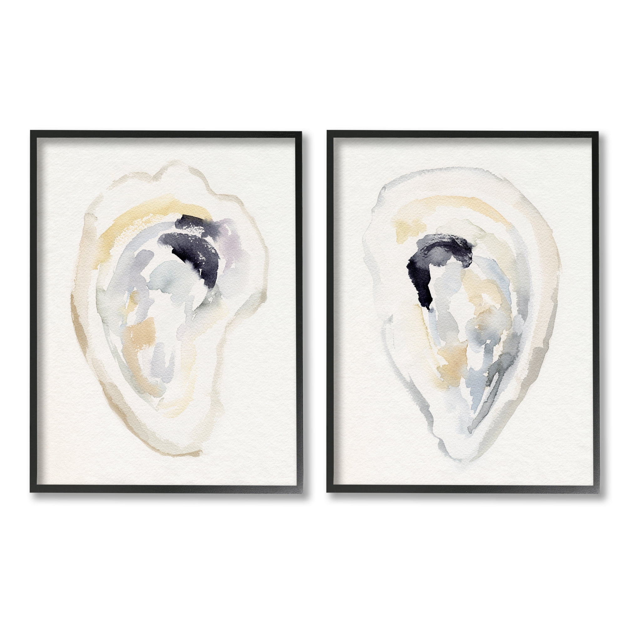 Stupell Industries Abstract Watercolor Detail Oyster Clam Shell Framed ...