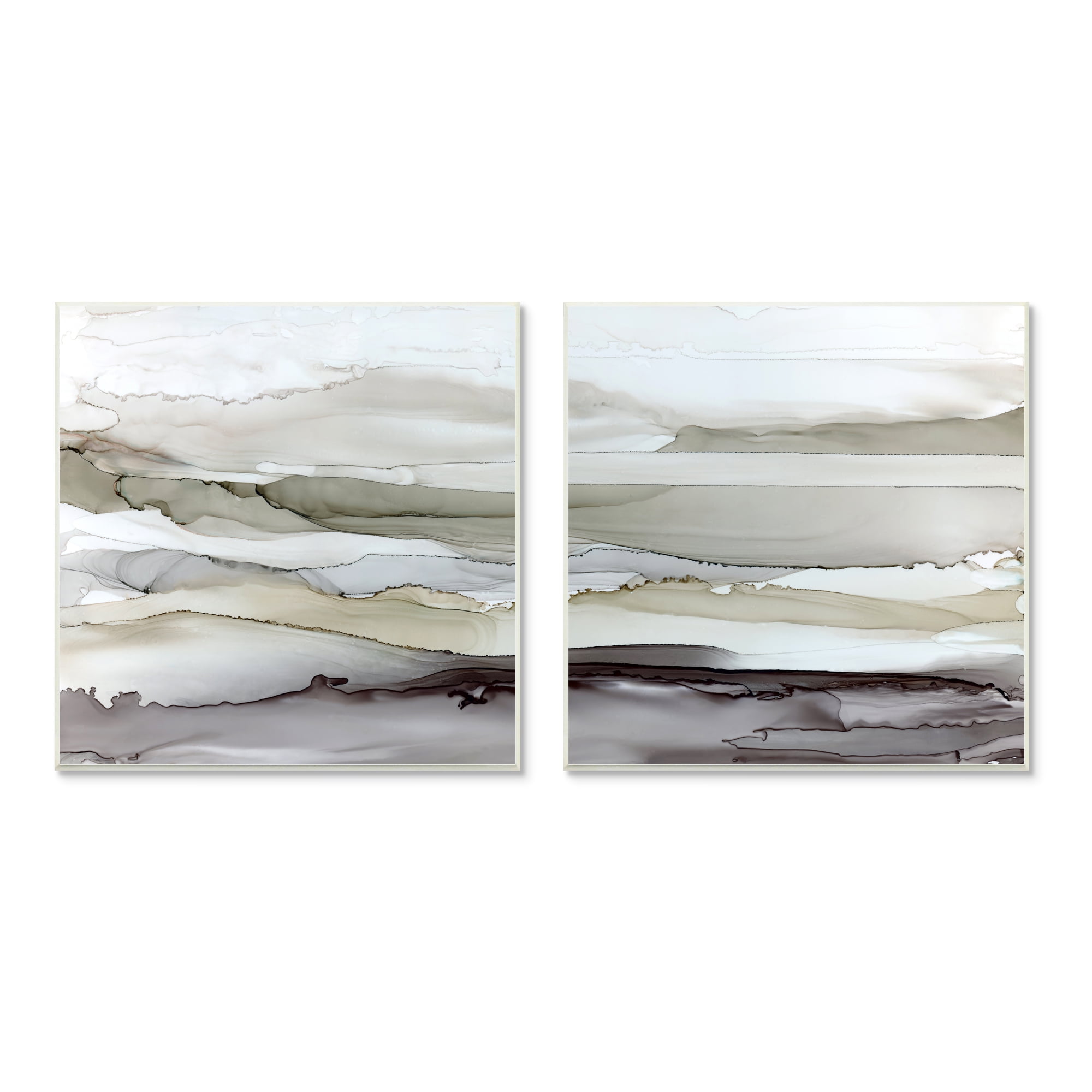 Stupell Industries Abstract Watercolor Wave Interpretation Grey Brown ...