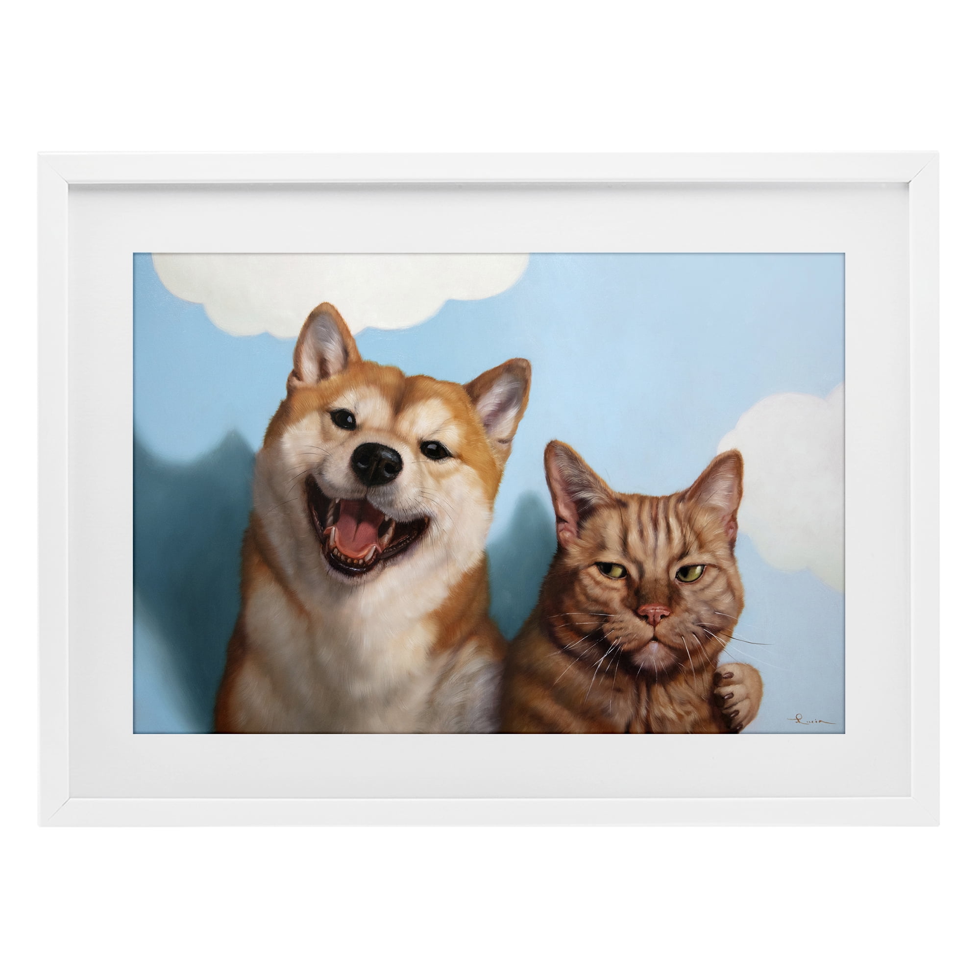 Stupell Industries Adopted Brother Dog & Cat White Framed Print Under ...