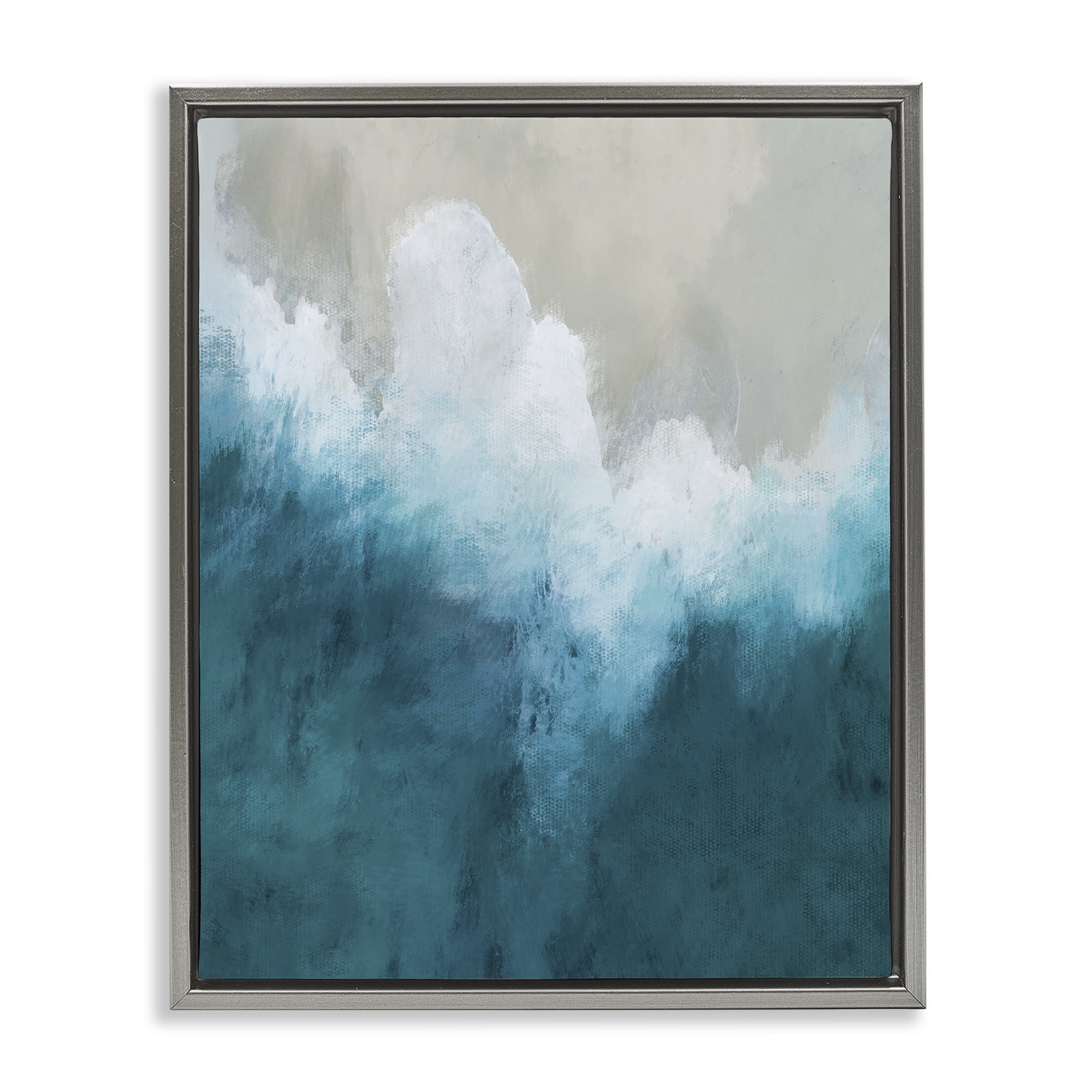 Stupell Industries Aerial Tide Abstraction Gray Framed Floater Canvas ...