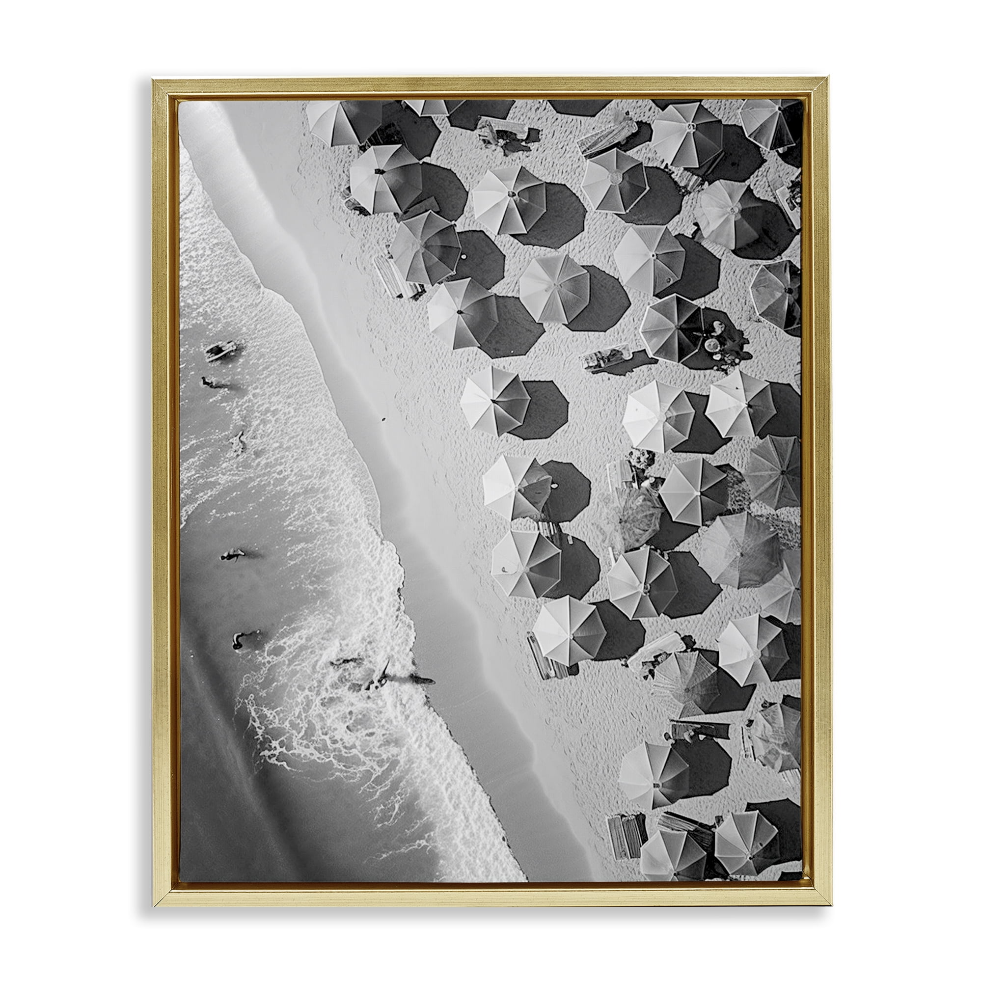 Stupell Industries Aerial View Beach People Photography Gold Floater ...
