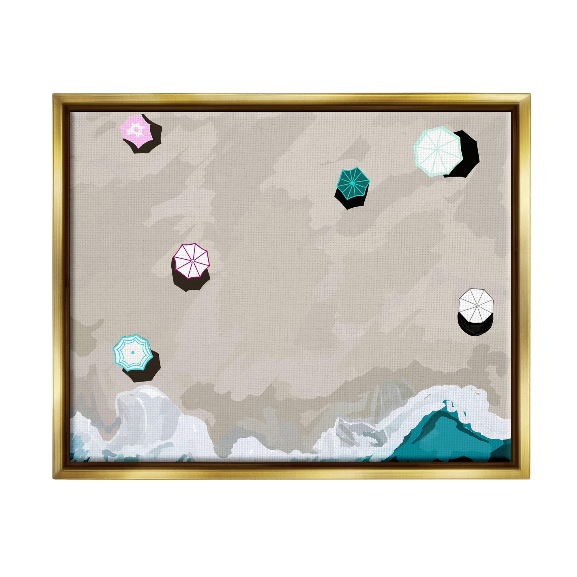 Stupell Industries Aerial View Shoreline Nature Painting Gold Floater ...