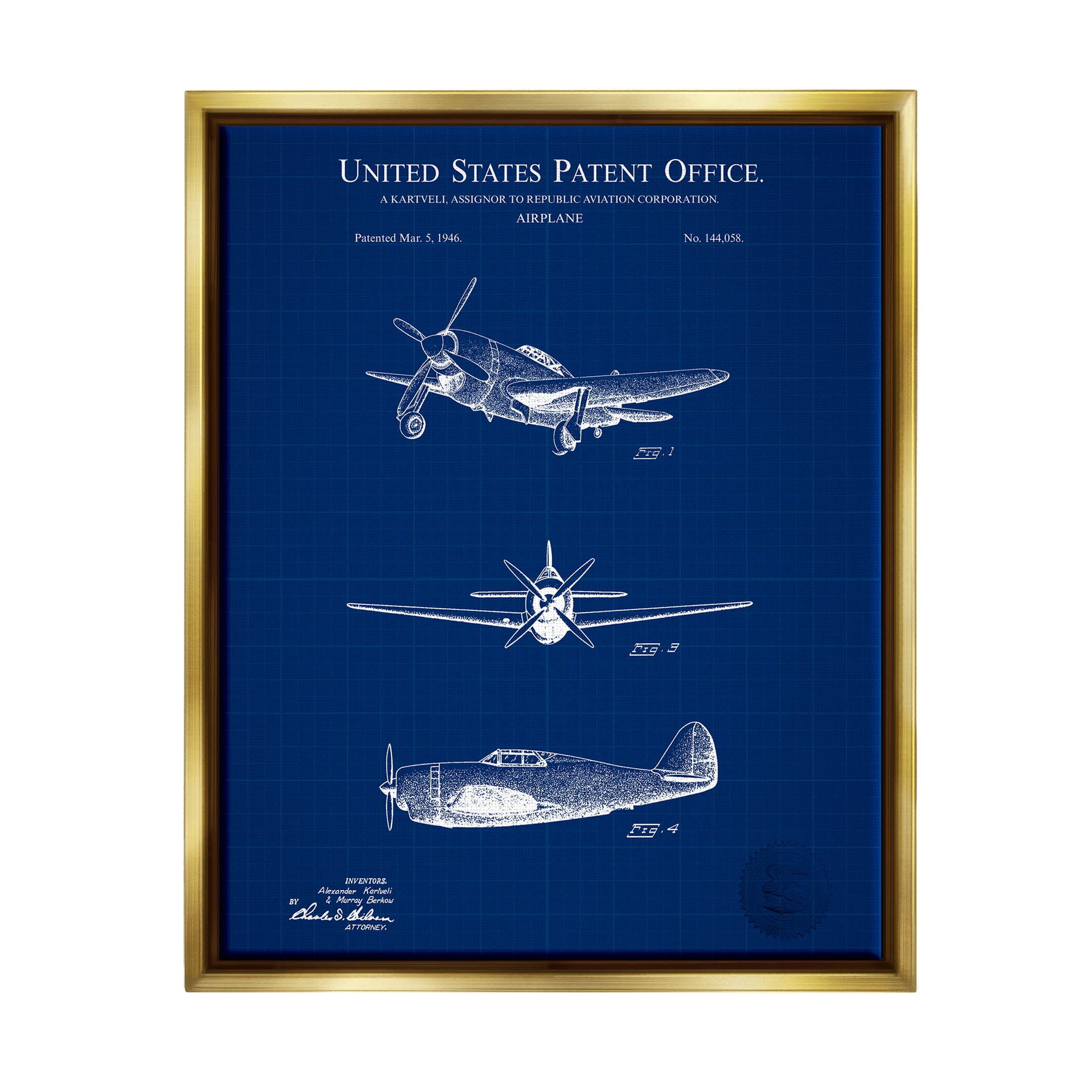 Stupell Industries Airplane Diagram Blueprint Chart Graphic Art ...