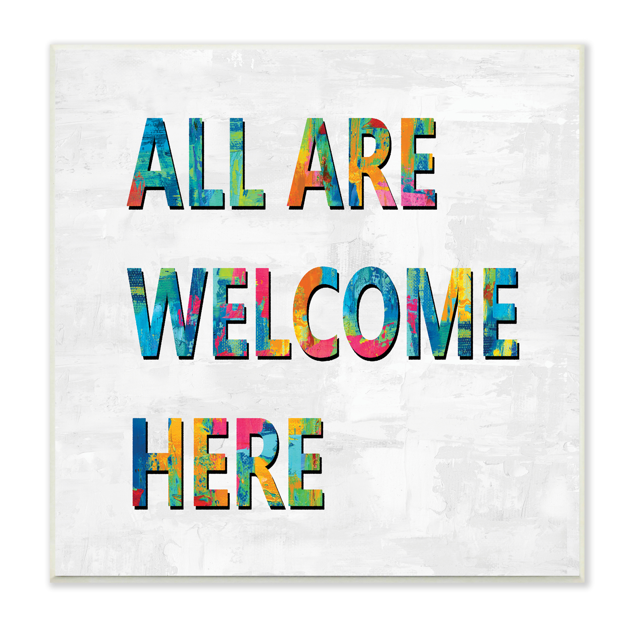 Stupell Industries All Are Welcome Here Phrase Fun Bold Typography, 12 x 12, Designed by Jamie ...