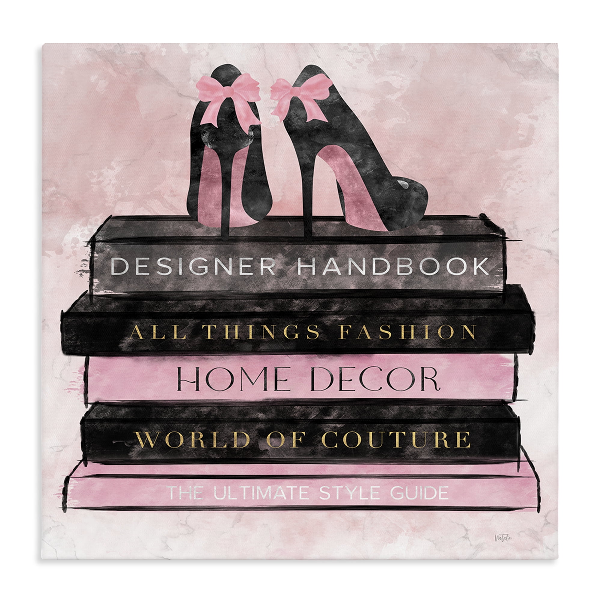 Stupell Industries All Things Fashion Book Stack Canvas Wall Art ...