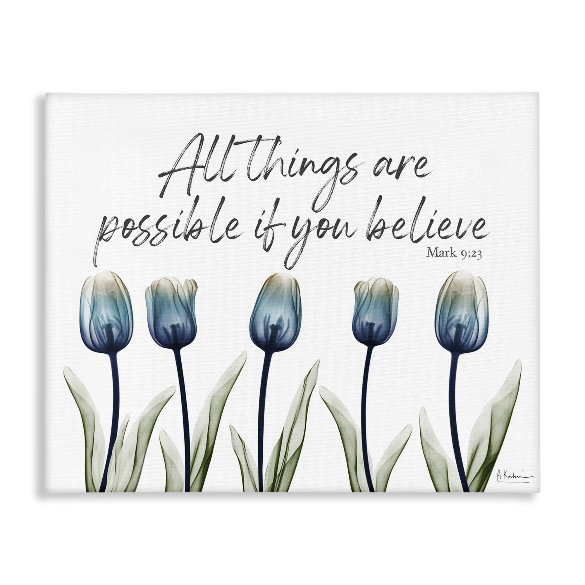 Stupell Industries All Things Possible Tulips Religious Painting ...