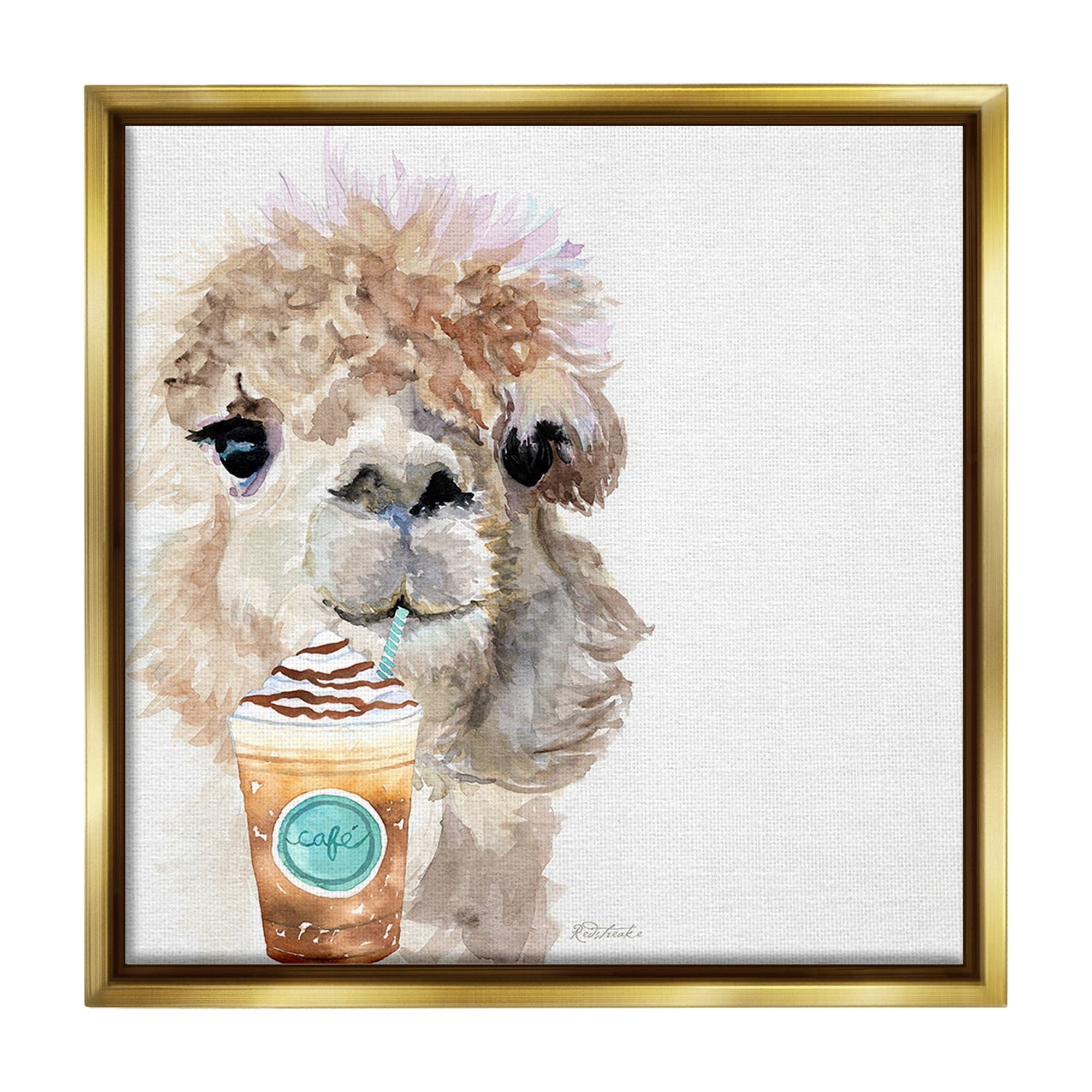 Stupell Industries Alpaca & Coffee Latte Animals & Insects Painting ...