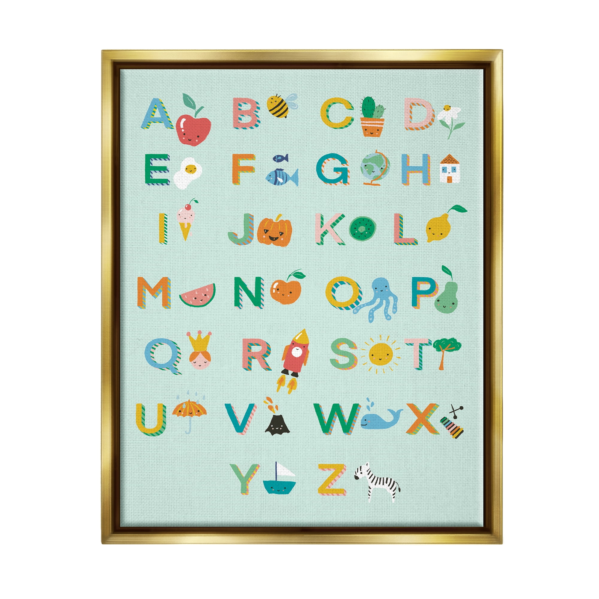 Stupell Industries Alphabet Chart on Mint Green Typography Painting ...