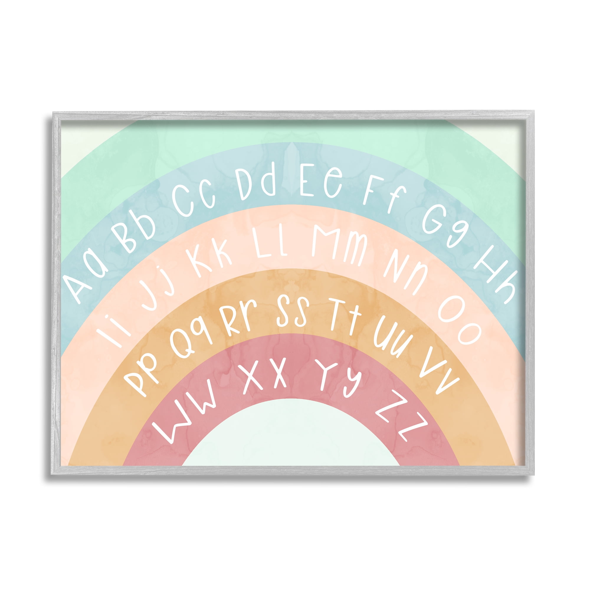 Stupell Industries Alphabet Letters on Rainbow Landscape Painting Gray ...