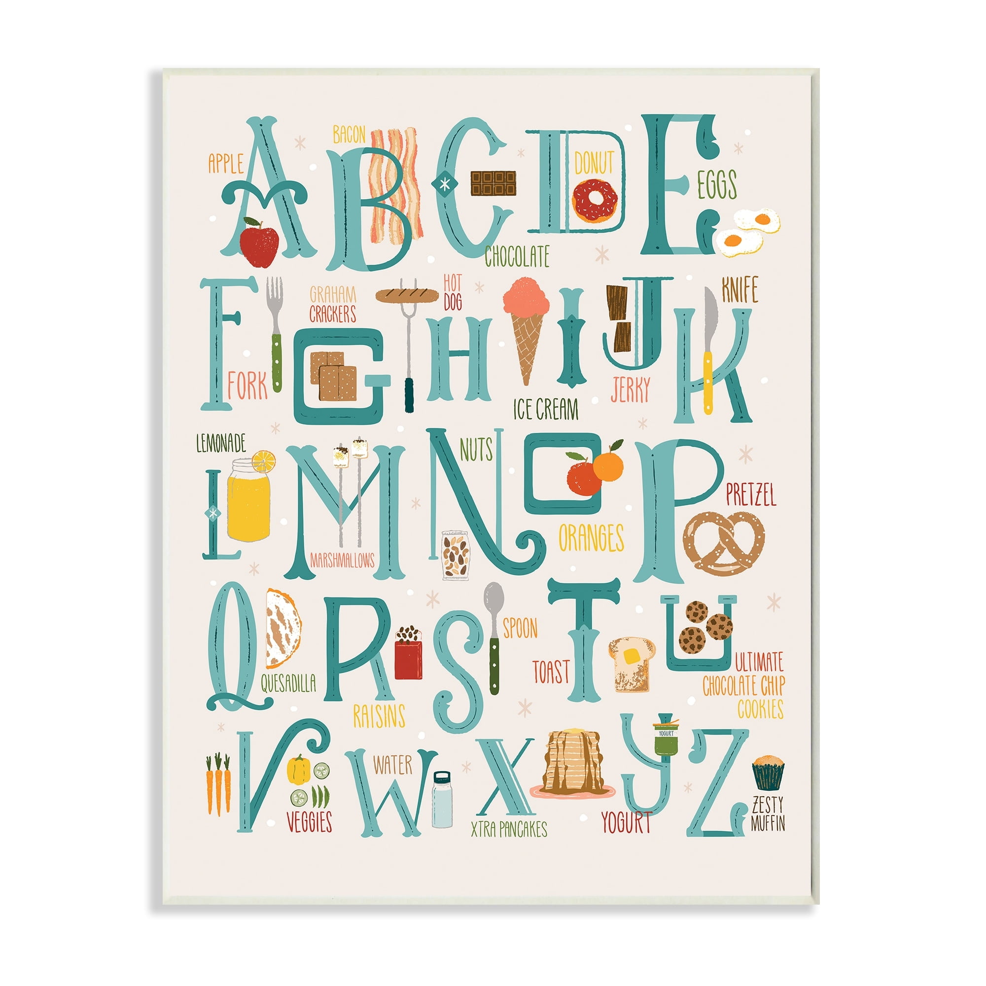 Stupell Industries Alphabet of Foods Vintage Kitchen Letter Chart Food ...