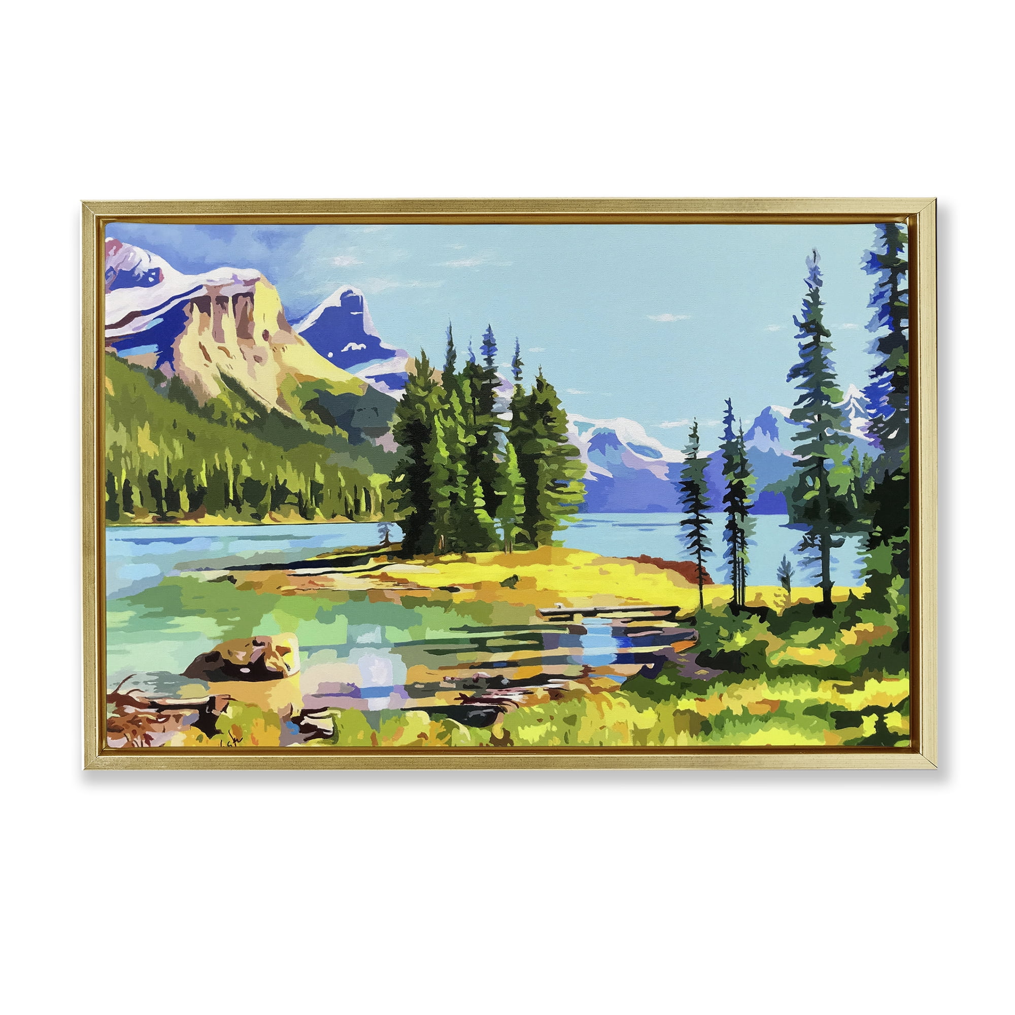 Stupell Industries Alpine Mountain Solitude Gold Framed Floater Canvas ...