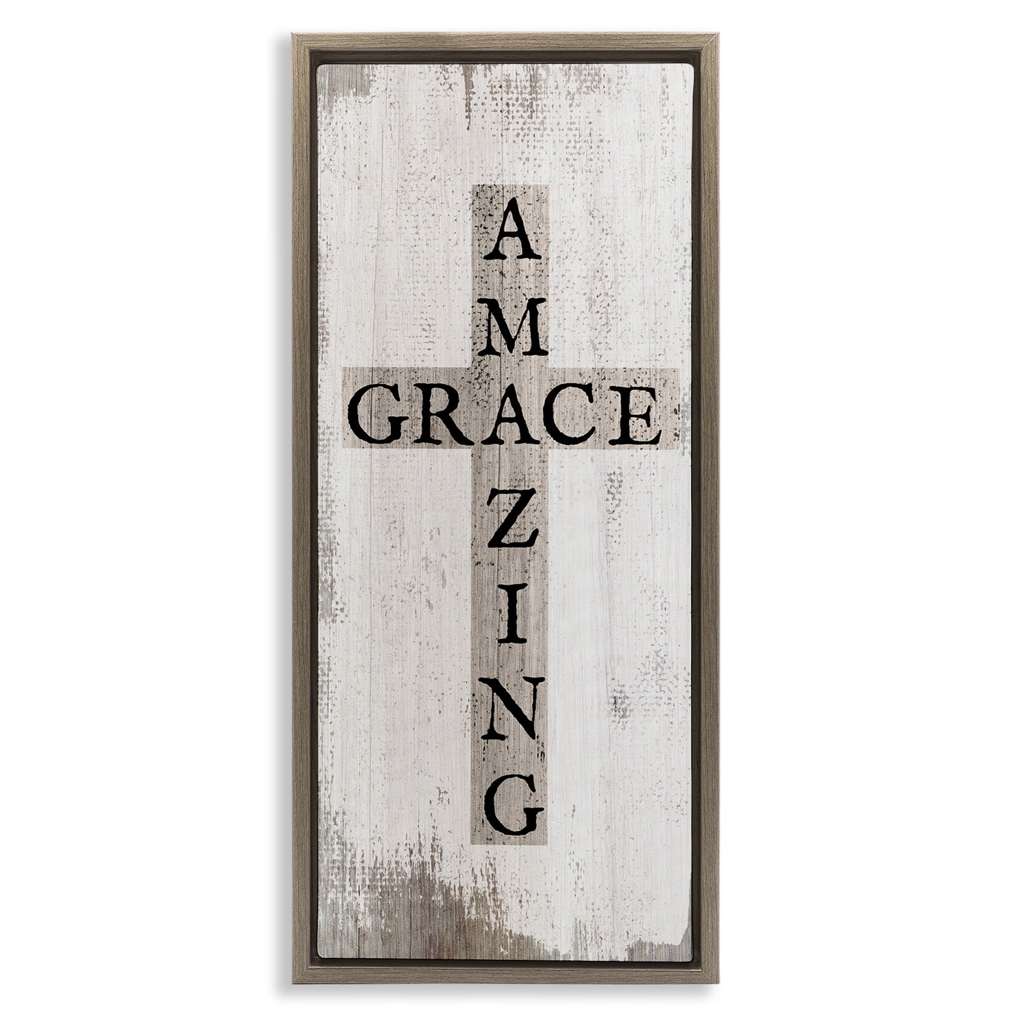 Stupell Industries Amazing Grace Cross Painting - 11x25 Wall Art ...