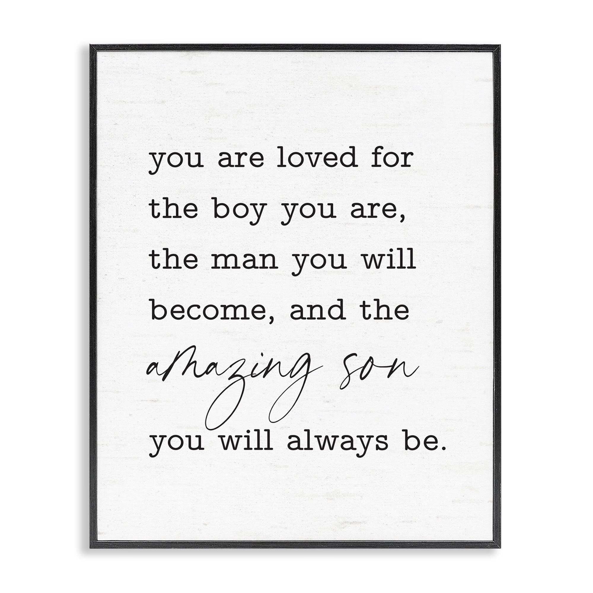 Stupell Industries Amazing Son Sentiment Text & Numbers Painting Black ...