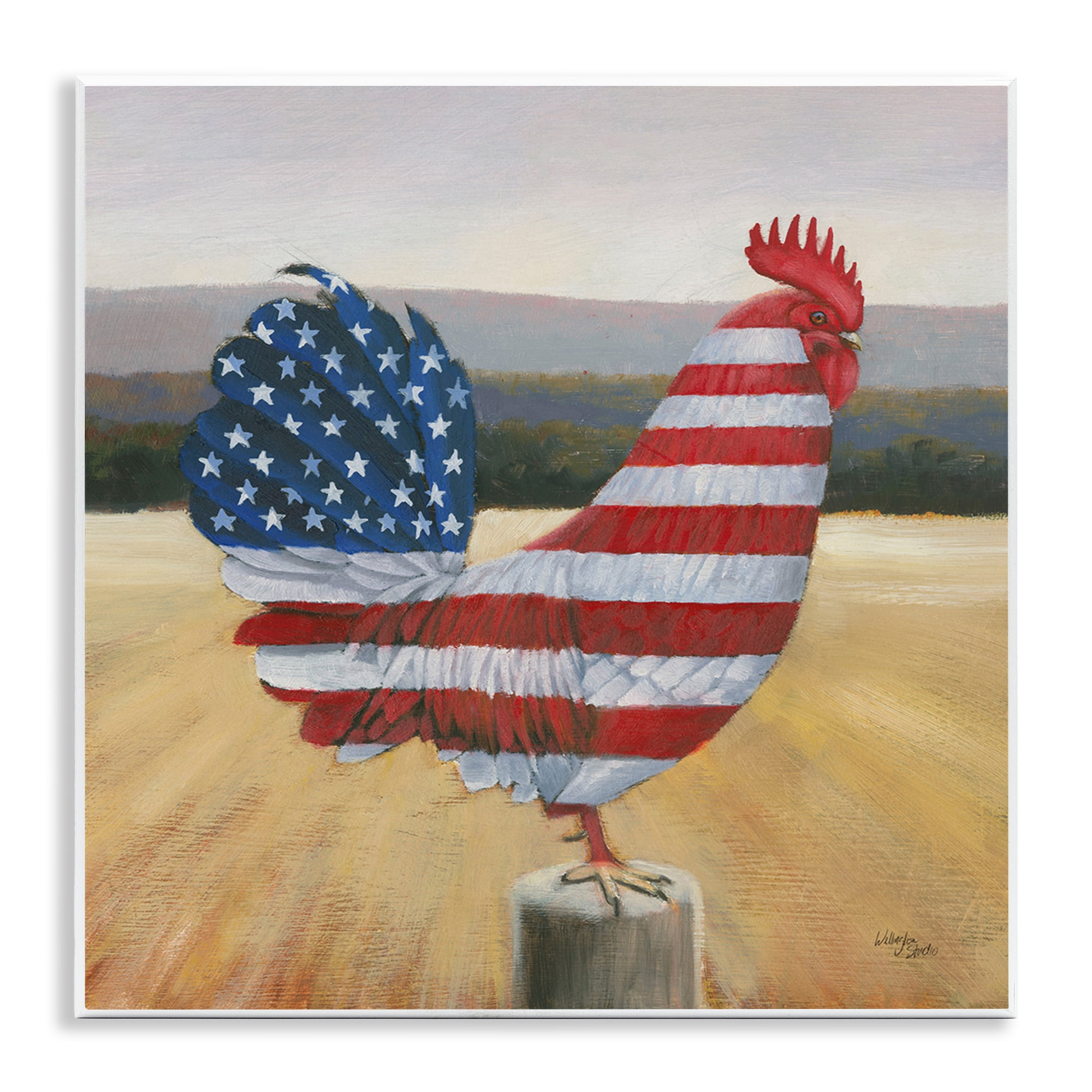 Stupell Industries American Flag Rooster Animals & Insects Painting ...