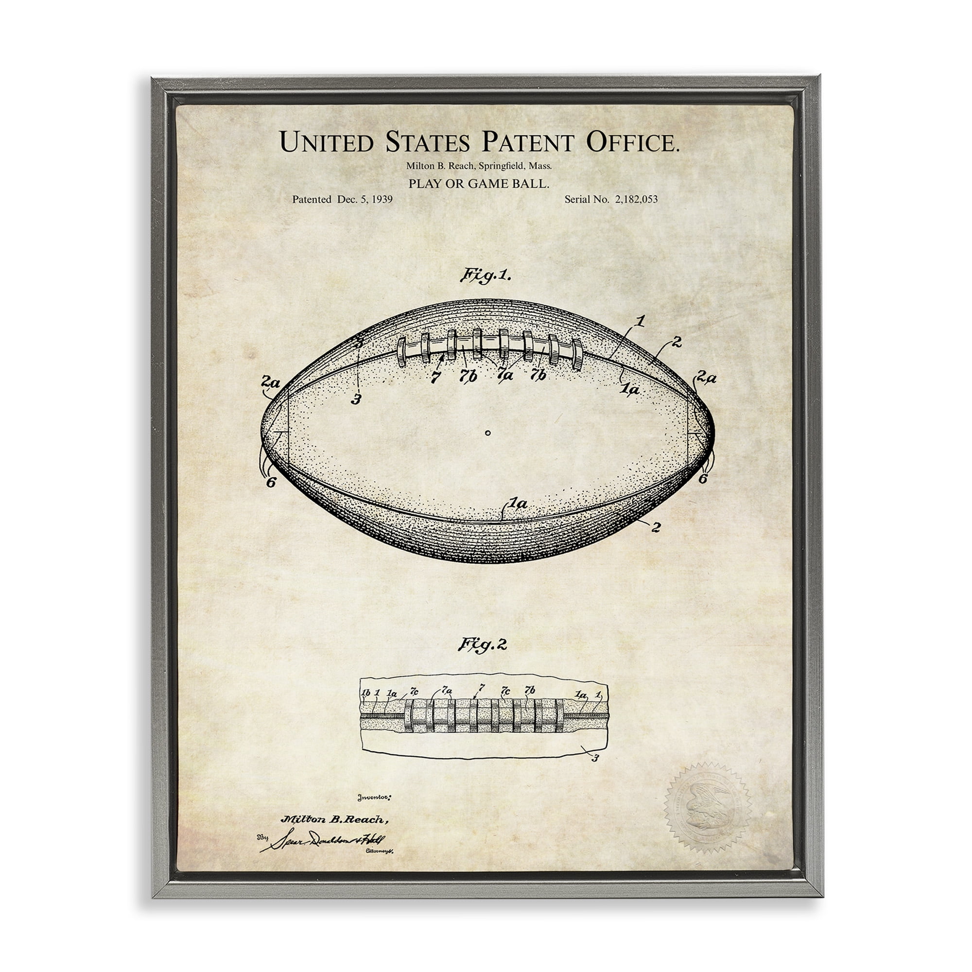 Free Shipping! Stupell Industries American Football Sports Blueprint ...