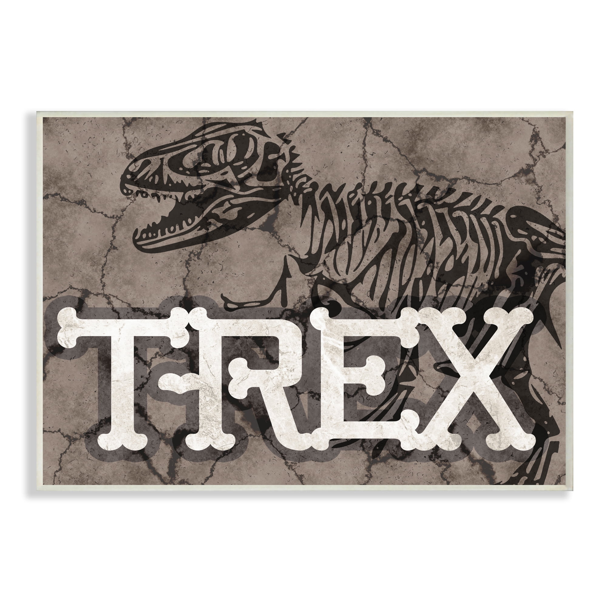 Stupell Industries Ancient T-Rex Skeleton Large Reptile Bone Typography ...