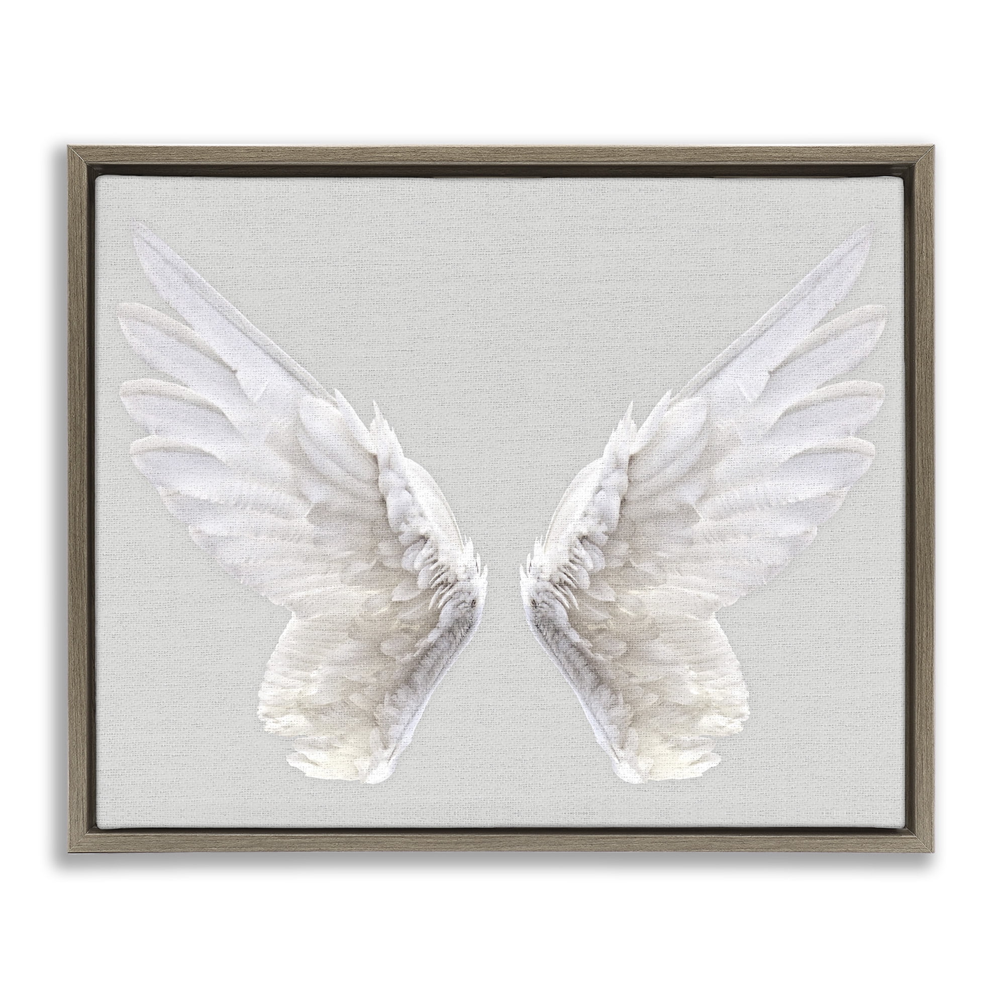 Stupell Industries Angel Wings on Grey Religious Painting Brown Floater ...