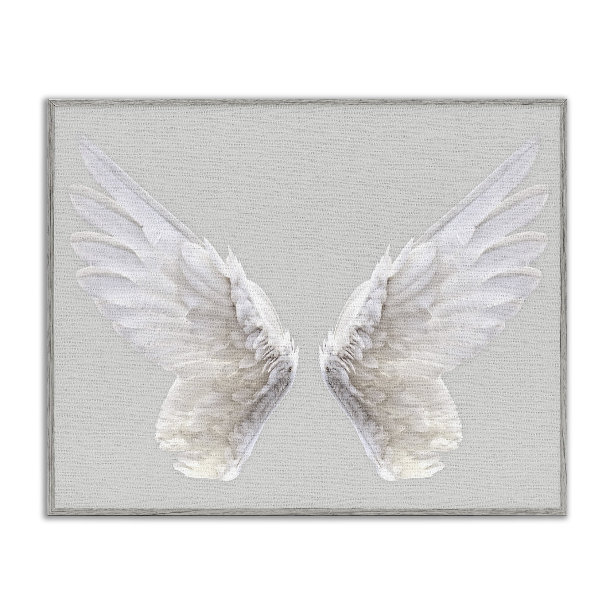 Stupell Industries Angel Wings on Grey Religious Painting Gray Framed ...