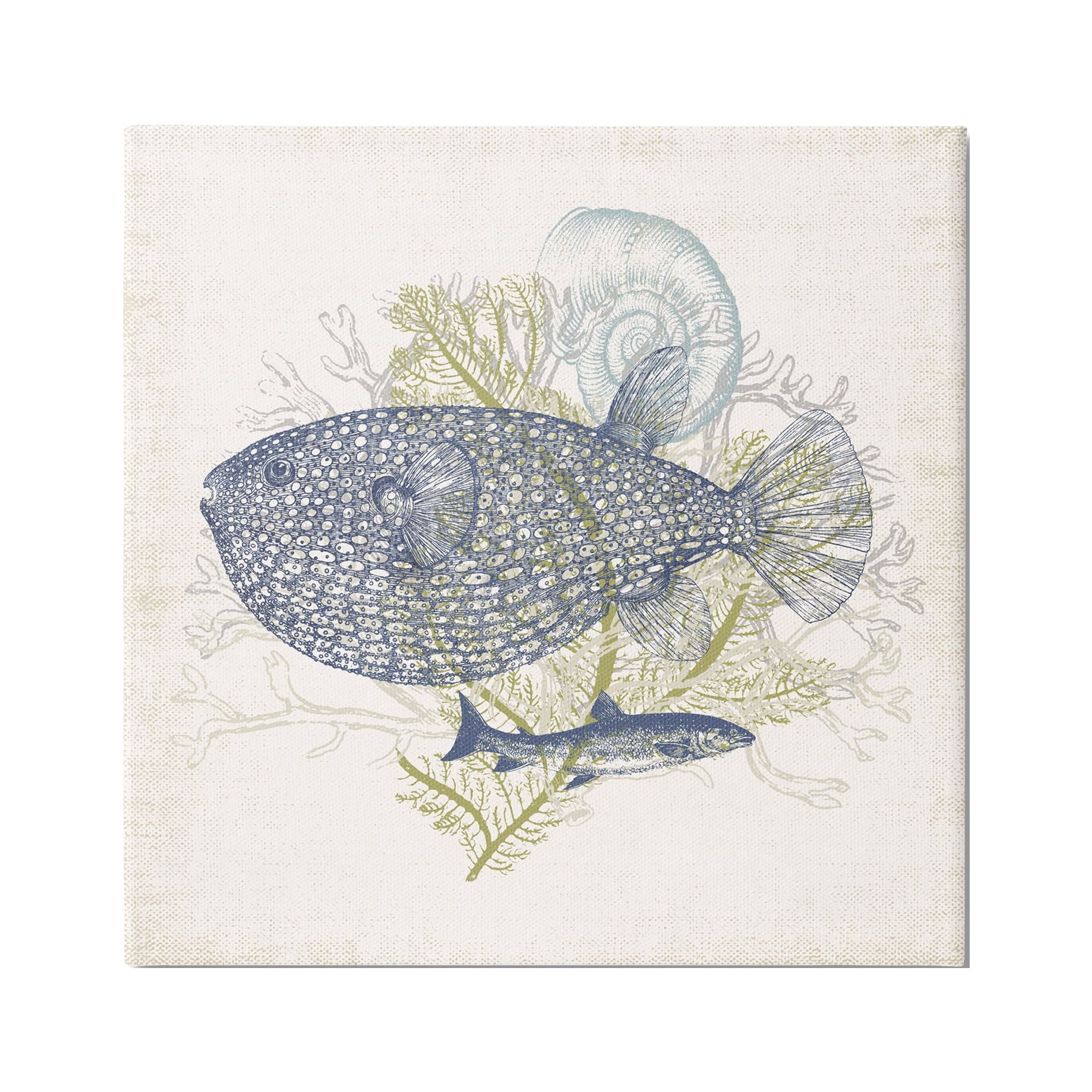 Stupell Industries Aquatic Sea Life Rustic Seashell Layered Fish ...