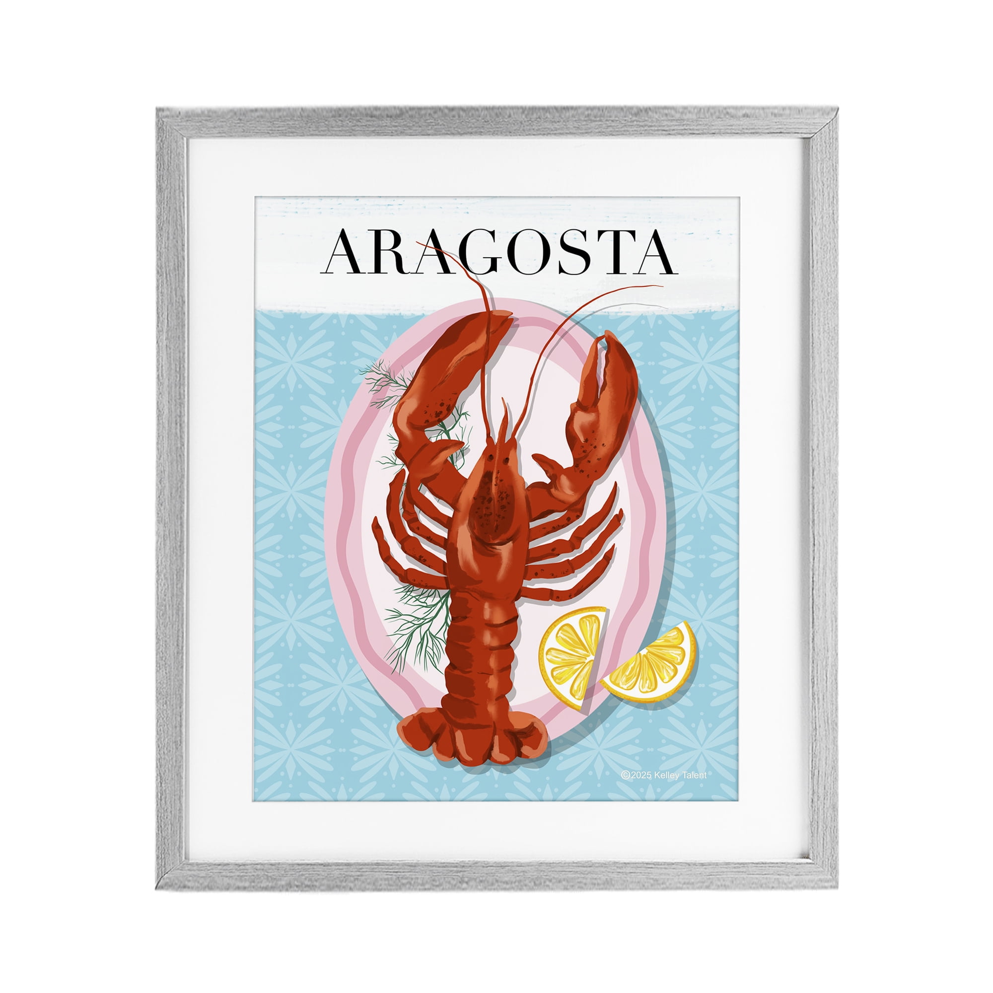 Stupell Industries Aragosta Lobster Dish Gray Framed Print Under Glass ...