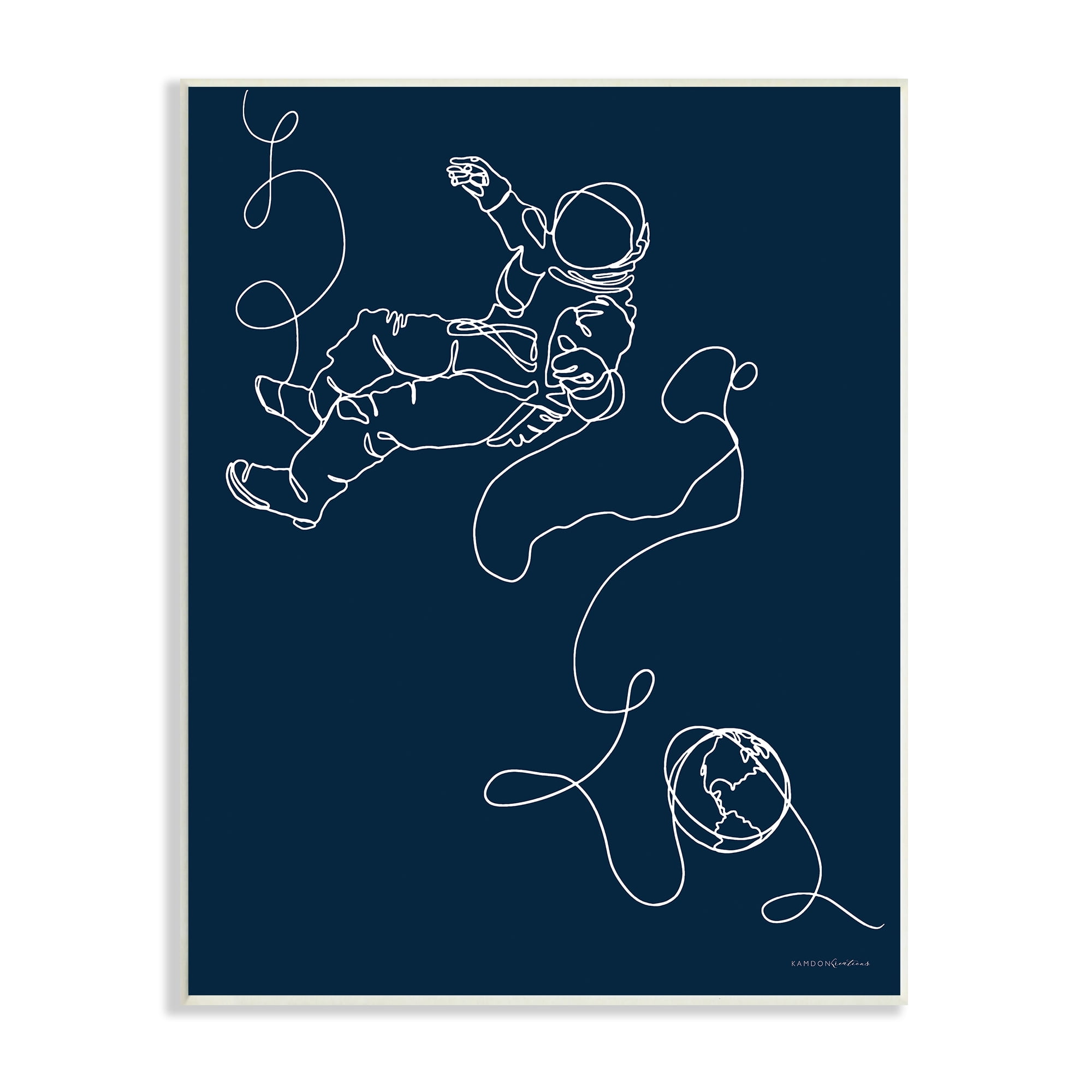 Stupell Industries Astronaut in Outer Space Over Earth Line Drawing, 13 ...