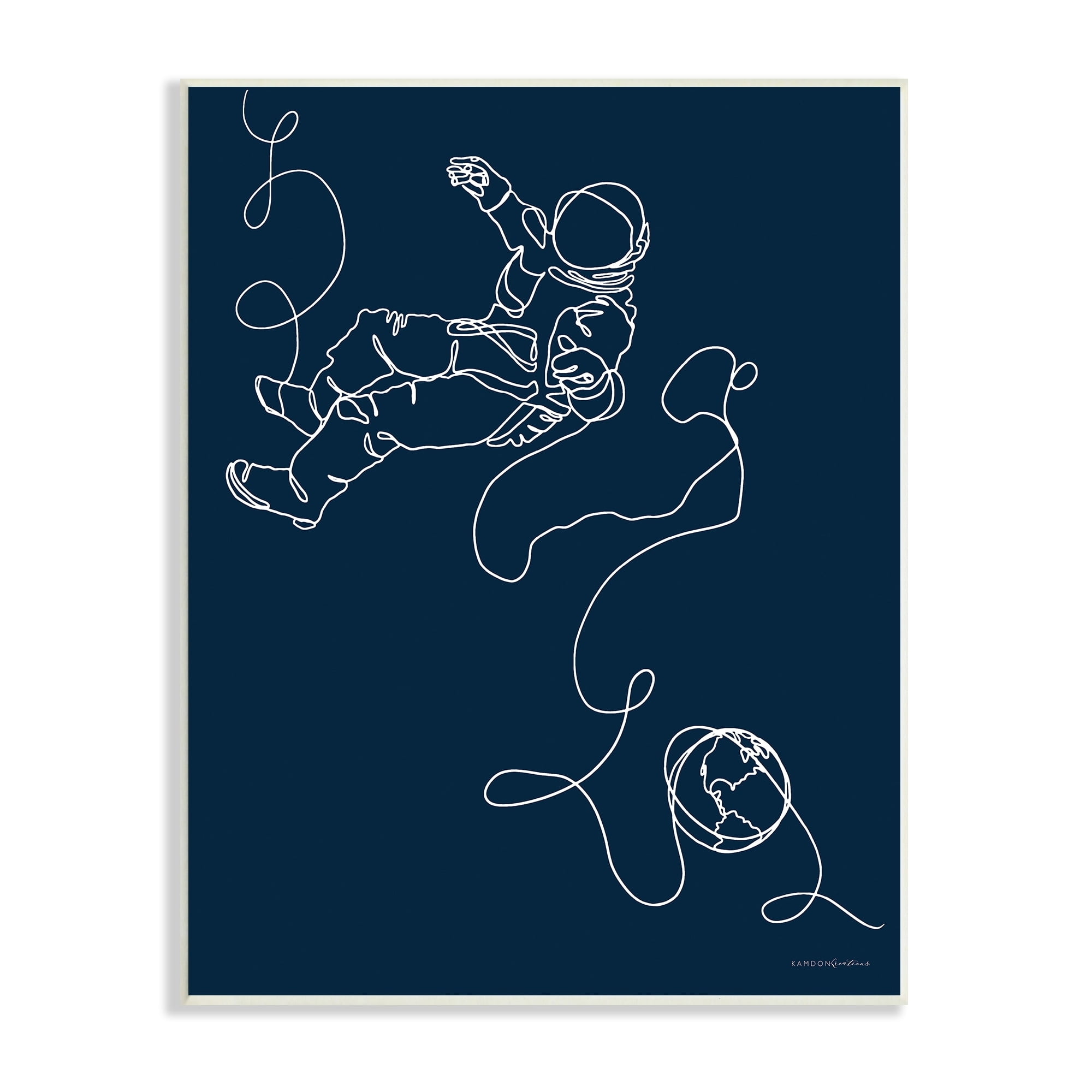 Stupell Industries Astronaut in Outer Space Over Earth Line Drawing, 13 ...