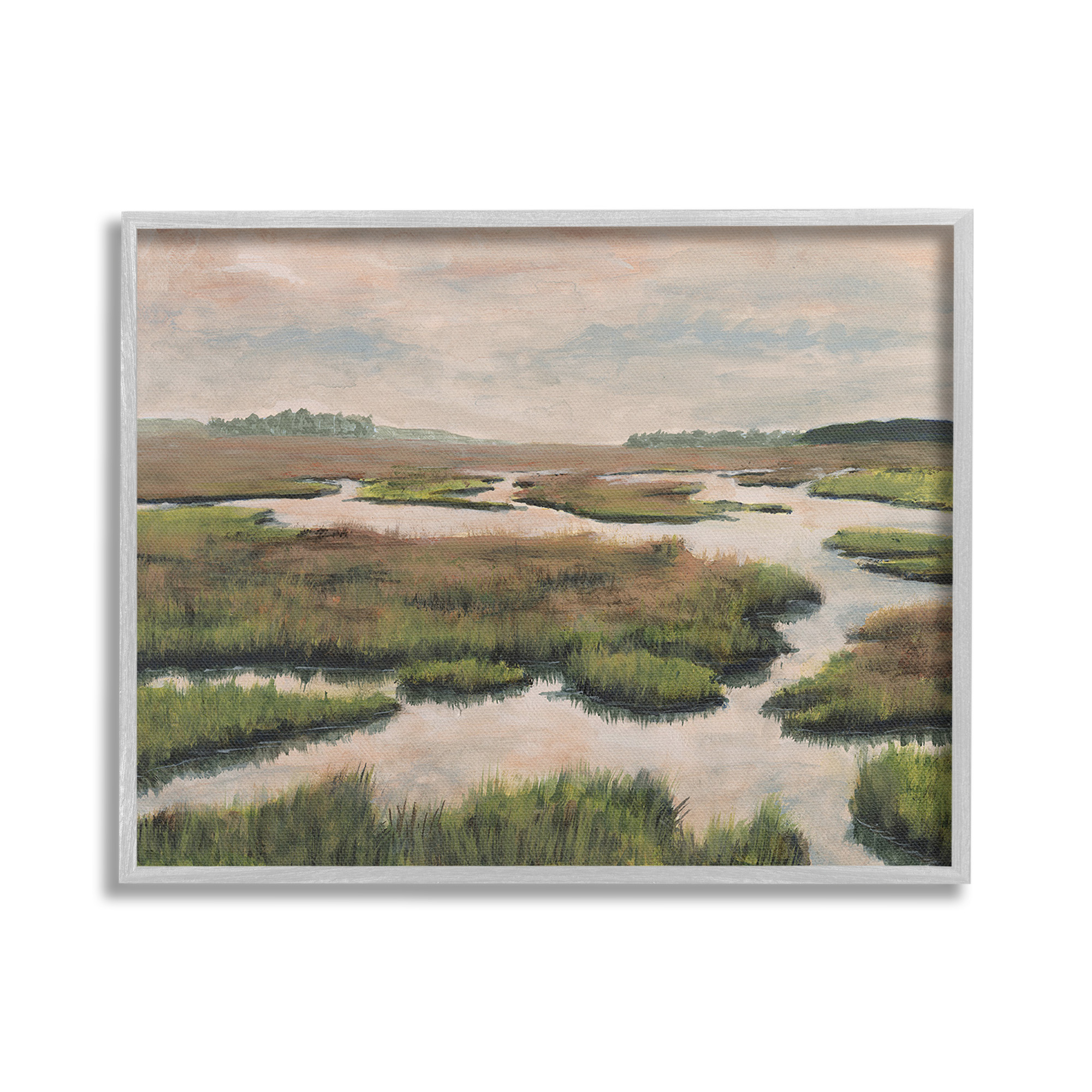 Stupell Industries Asymmetrical Stream Nature Landscape Painting Gray ...