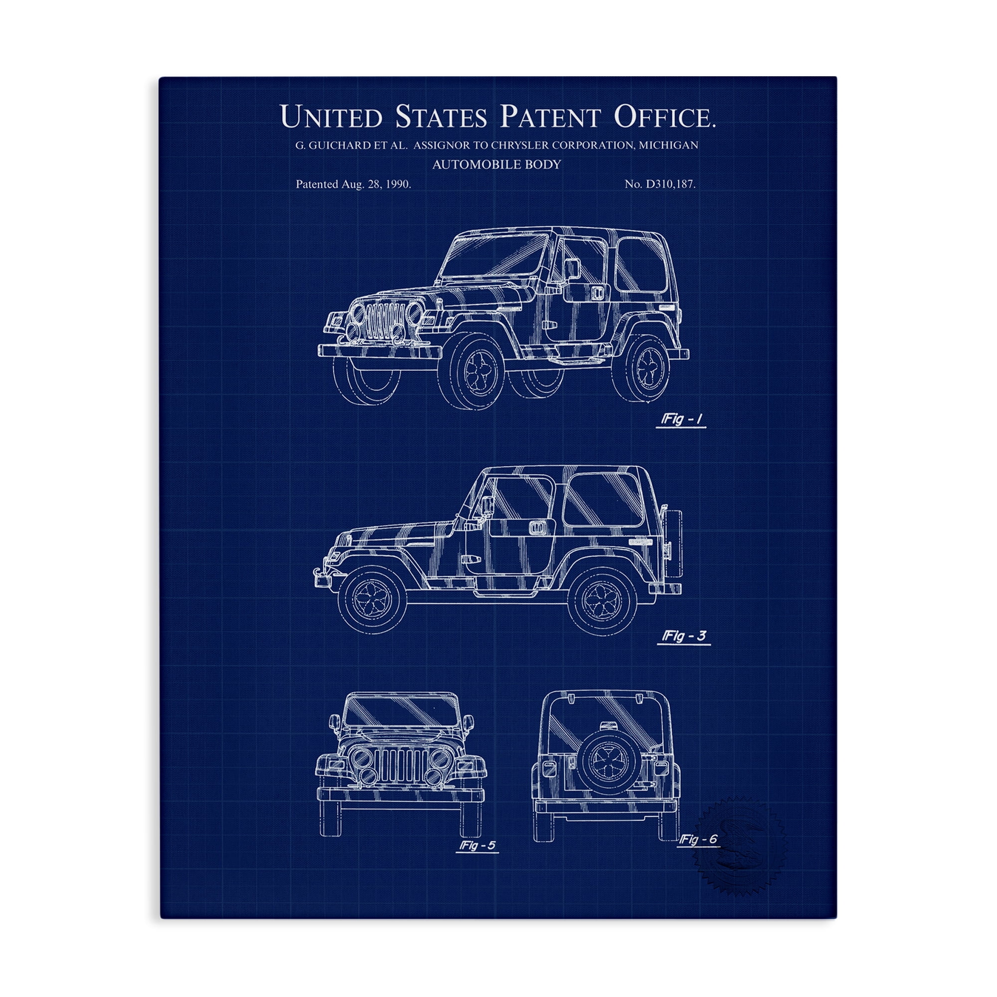 Stupell Industries Automobile Body Blueprint Transportation Painting ...