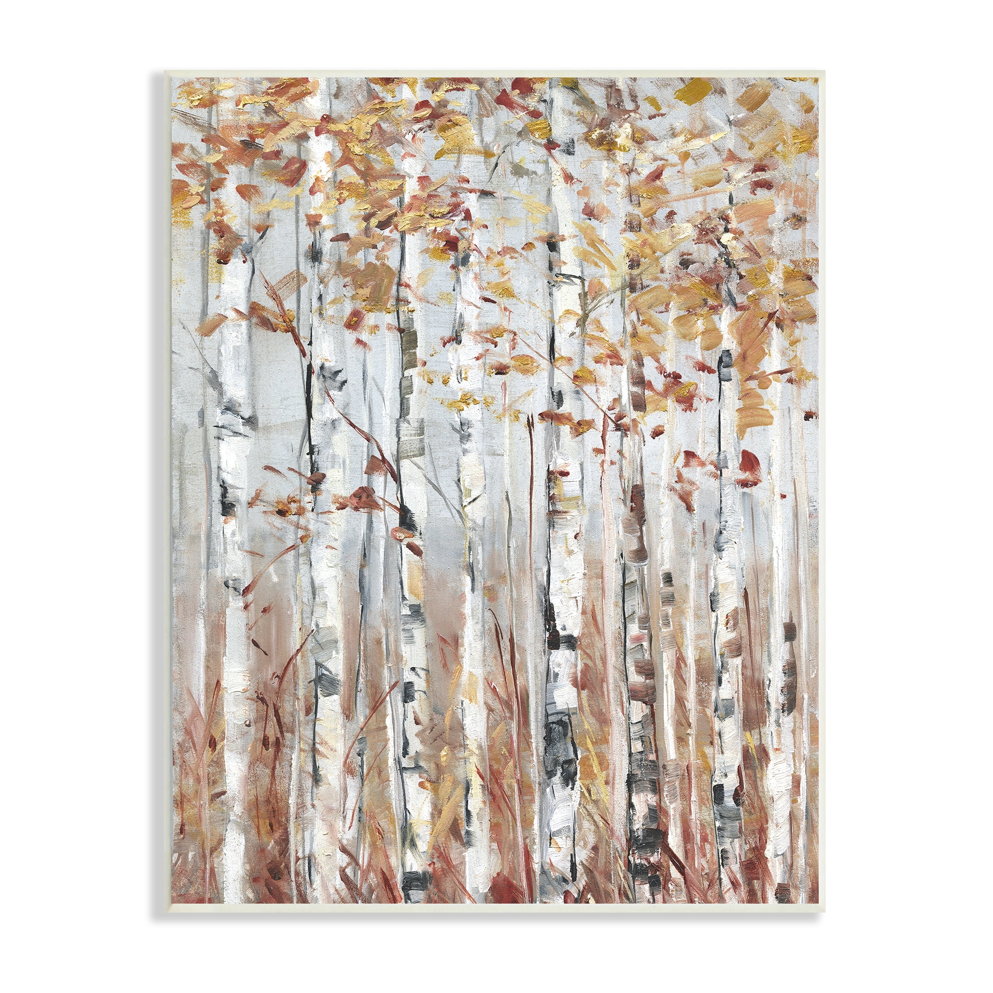 Stupell Industries Autumn Birch Tree Foliage Rustic Forest Landscape ...