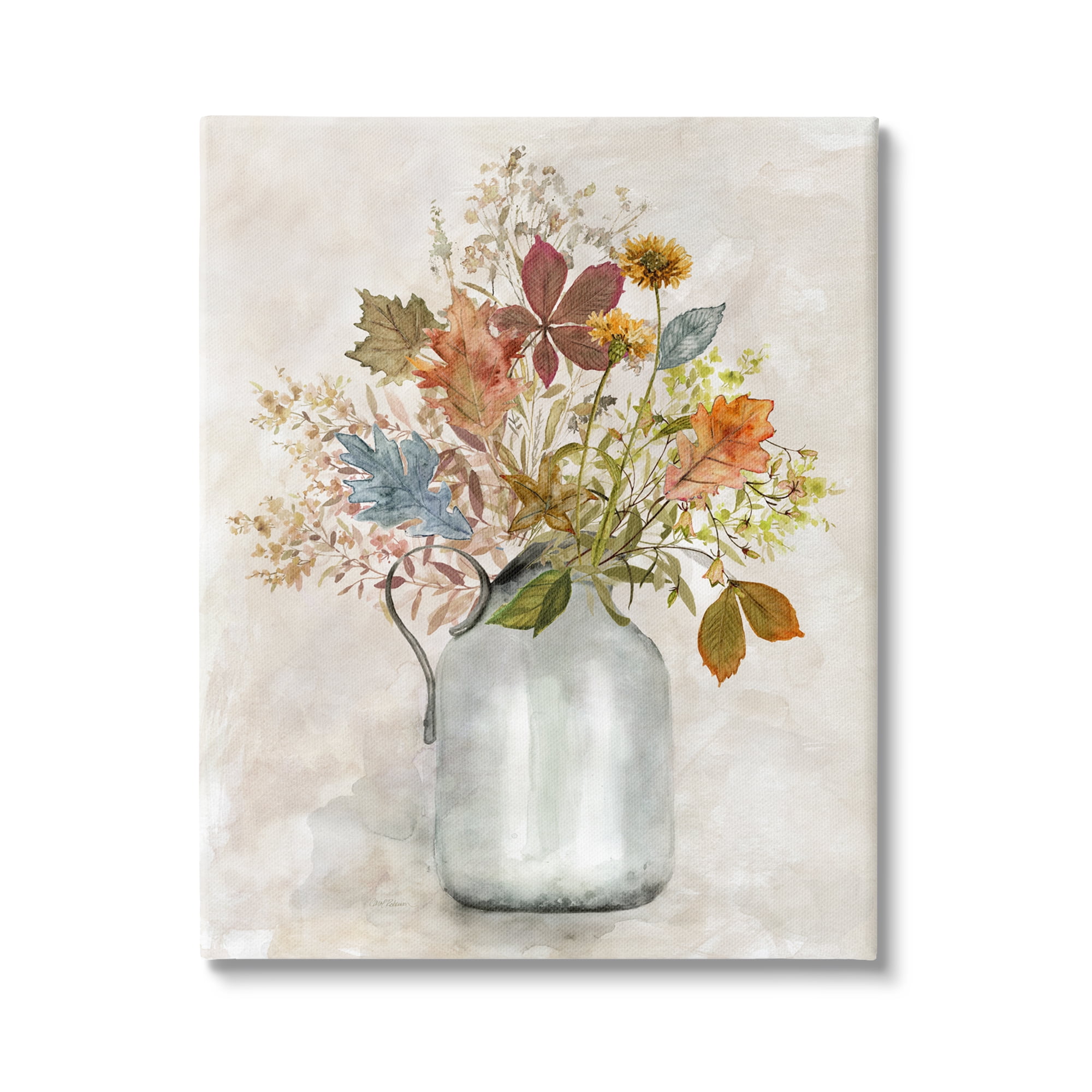 Stupell Industries Autumn Florals in Jug Botanical & Floral Painting ...