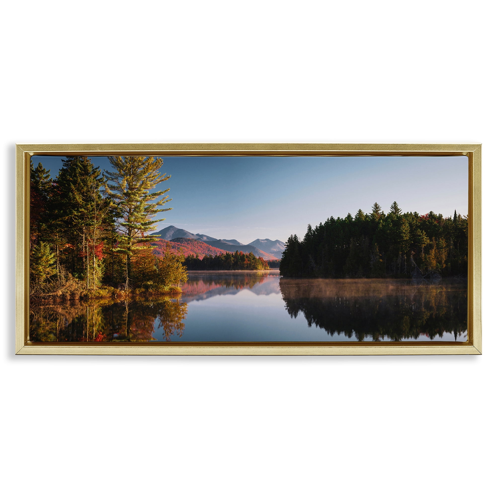 Stupell Industries Autumn Morning Reflection Gold Framed Floater Canvas ...