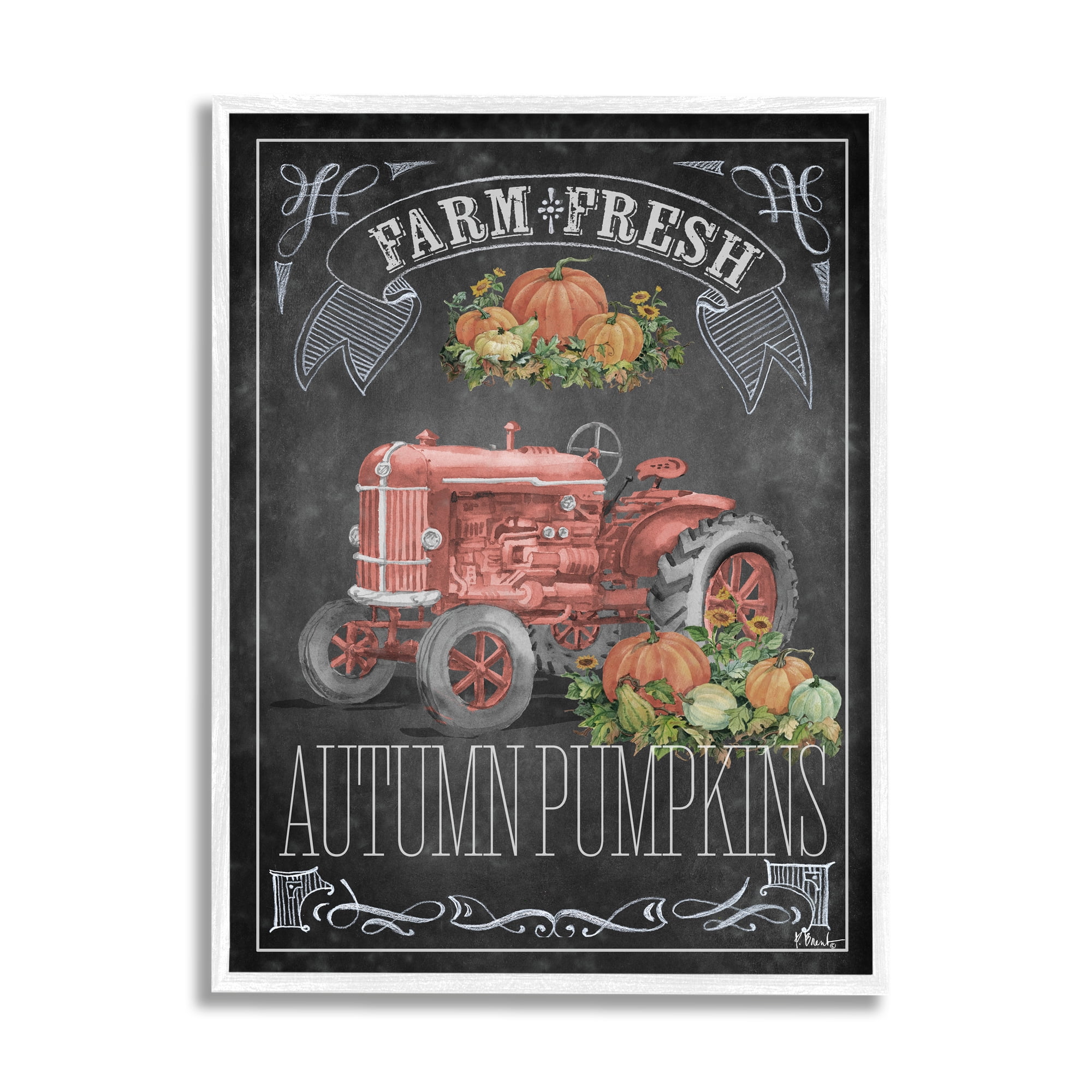 Stupell Industries Autumn Tractor Chalkboard Transportation Painting ...