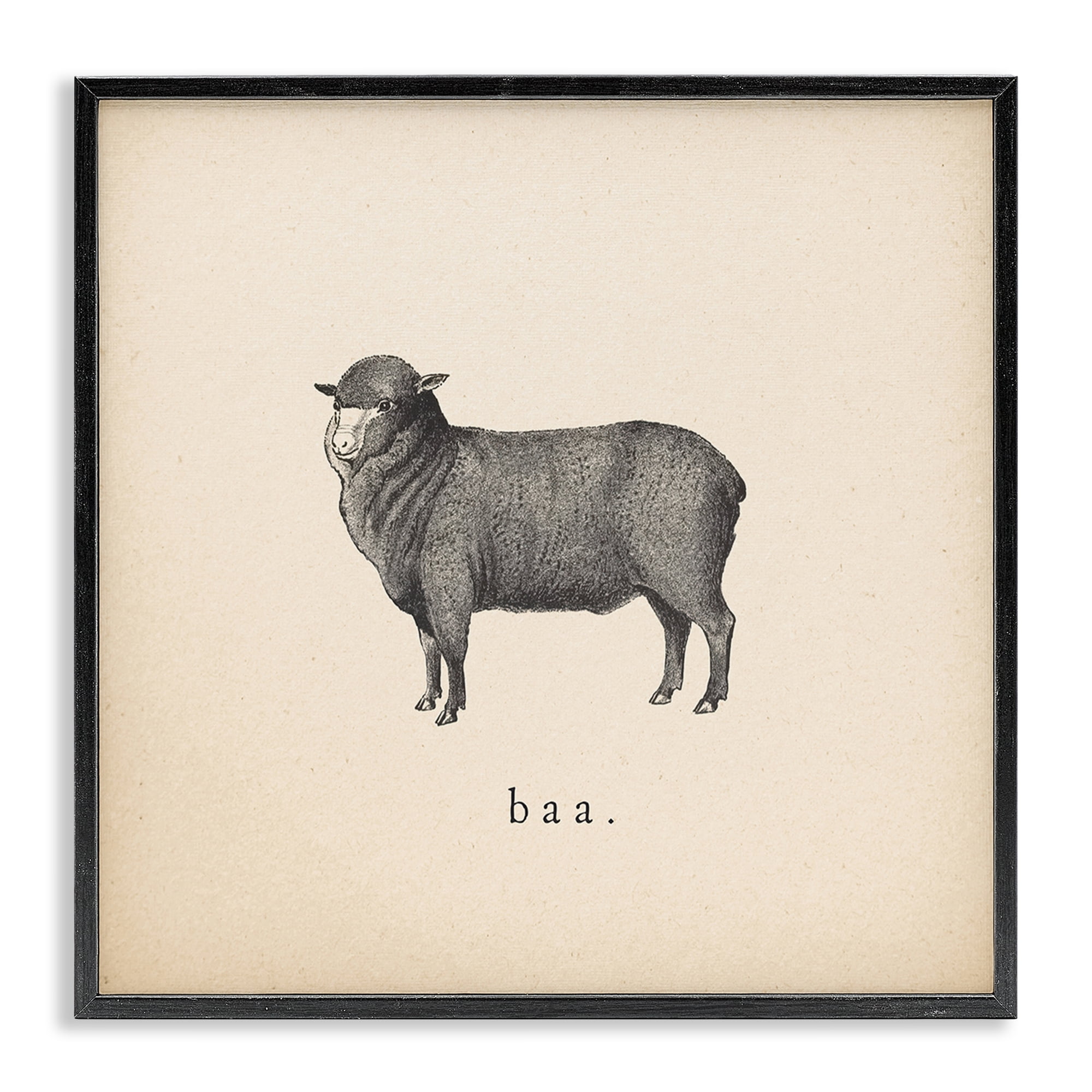 Stupell Industries Baa Farm Sheep Sounds Animals Painting Black Framed ...