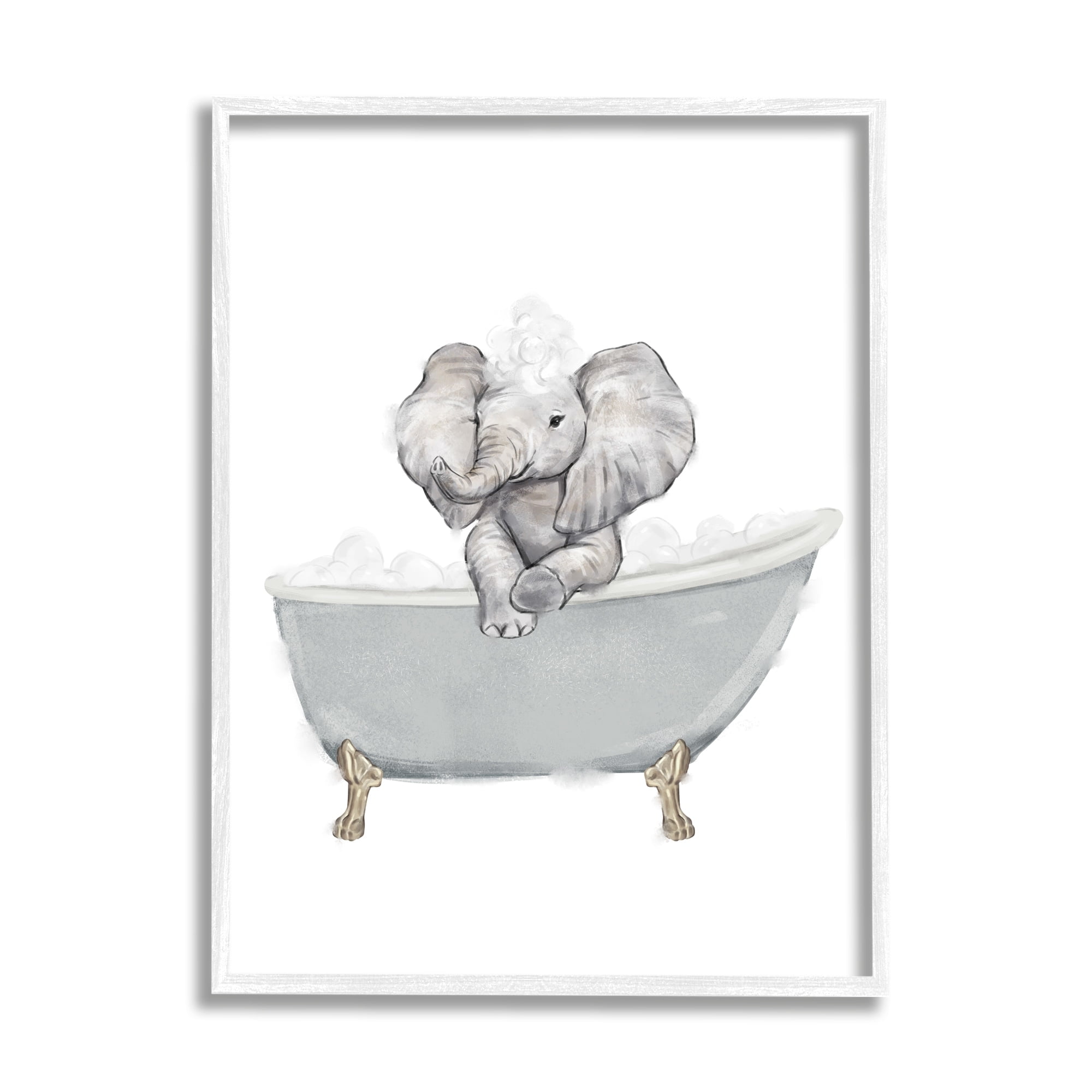 Free Shipping! Stupell Industries Baby Elephant Bubble Claw Bathtub ...