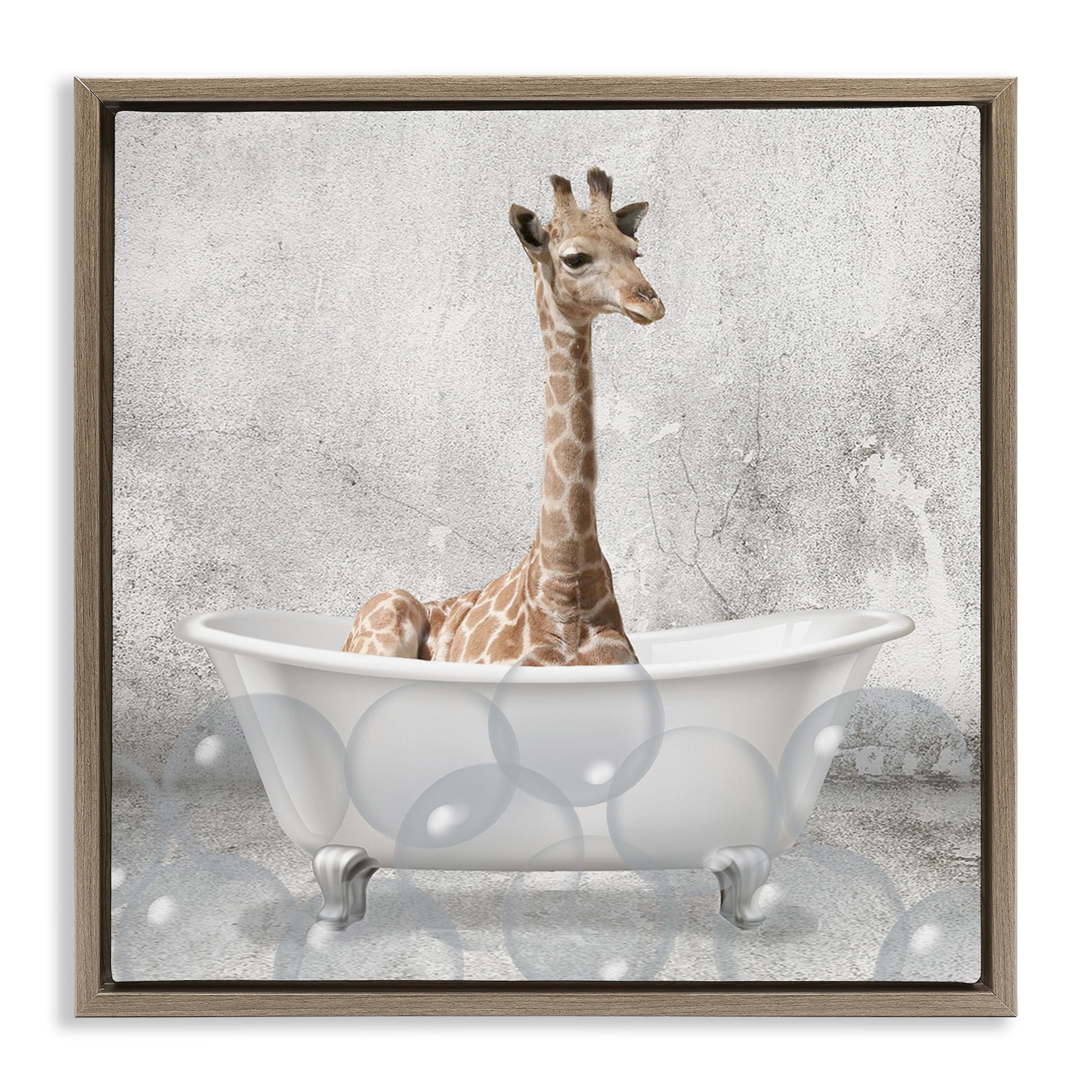Stupell Industries Baby Giraffe Bath Time Animals & Insects Painting ...