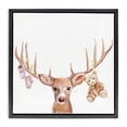 Stupell Industries Baby Girl Deer Antlers Black Framed Floater Canvas ...